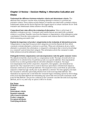 Chapter 3 Review - Dr. Budden - Chapter 3 Review Consumer Learning ...