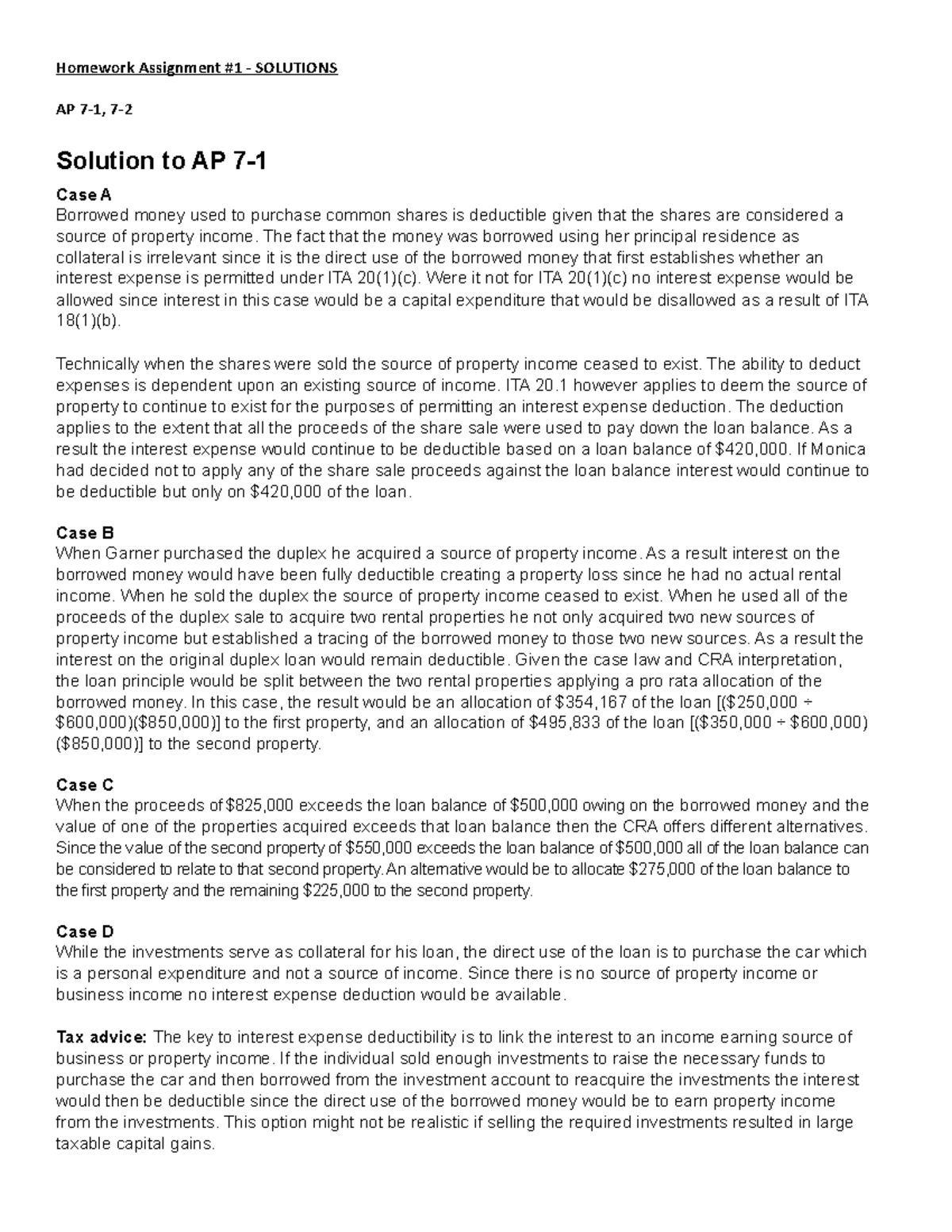 Homework Assignment 1 - Solutions - Homework Assignment #1 - SOLUTIONS ...