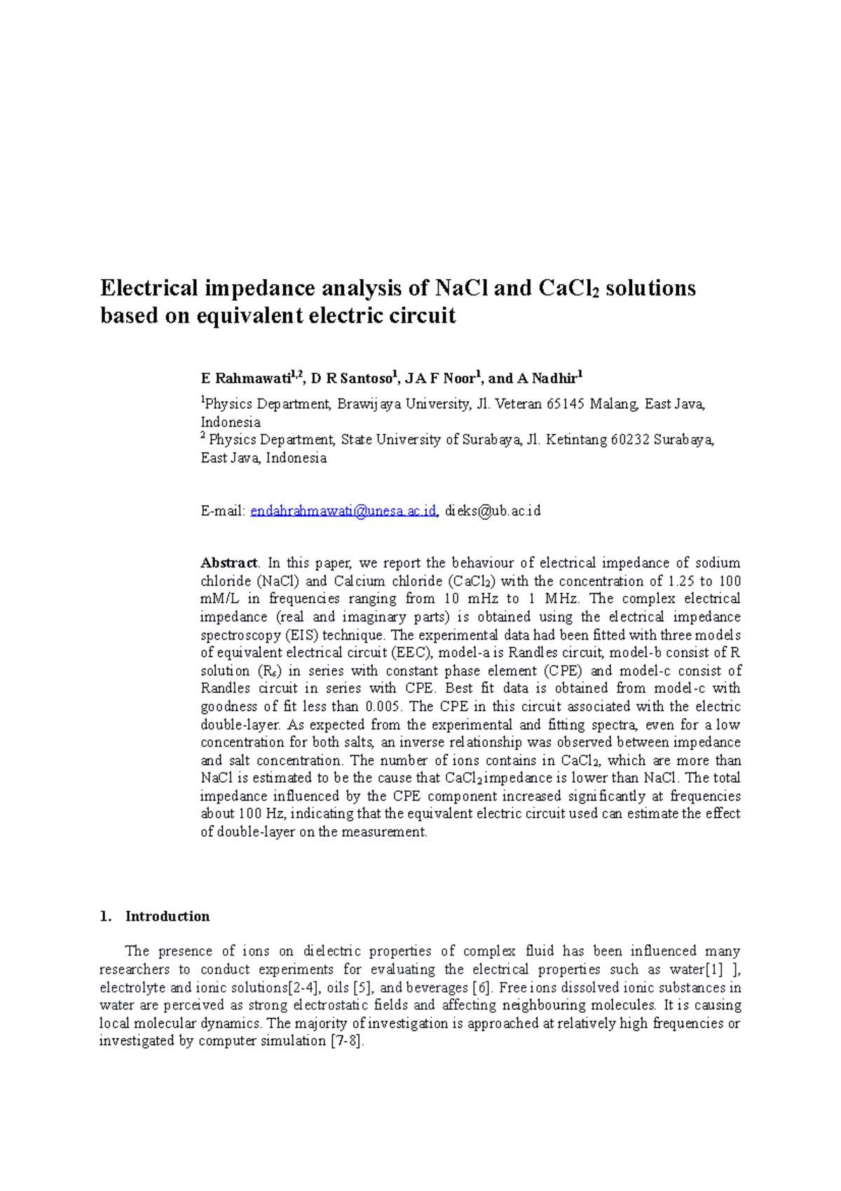 Untitle Article - 69449615 - Electrical impedance analysis of NaCl and ...