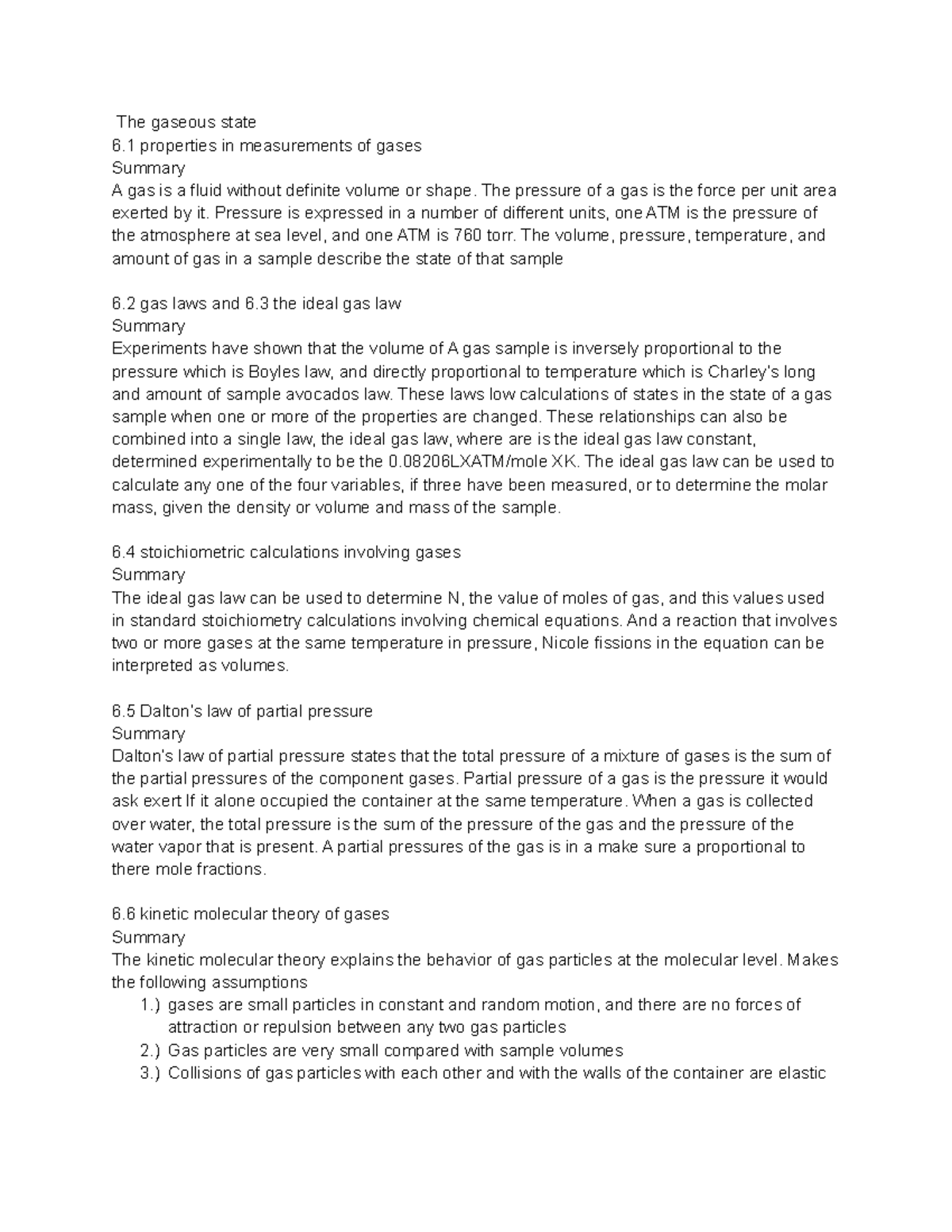 Chapter 6 - Chemistry - The gaseous state 6 properties in measurements ...