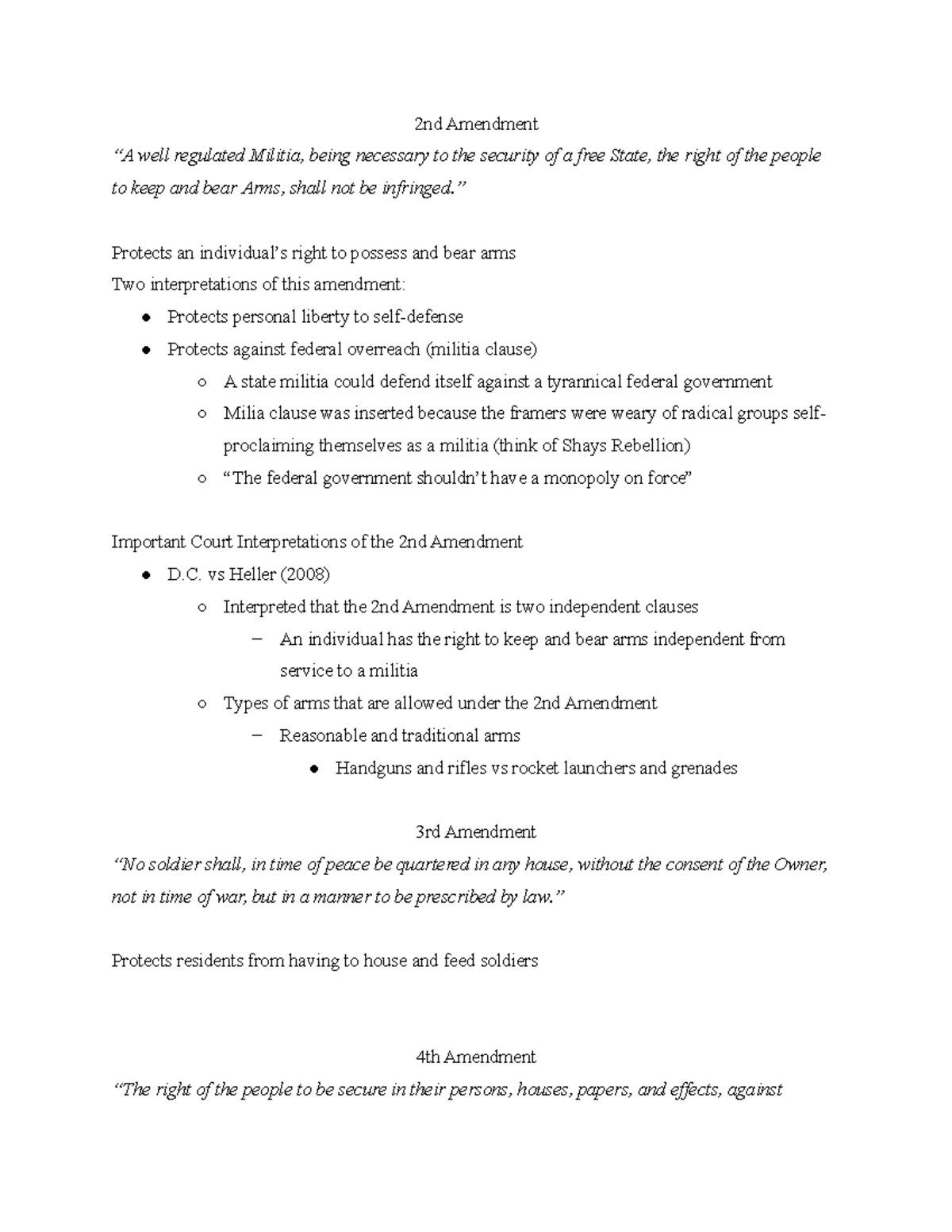 10 09 Bill of Rights Continued - 2nd Amendment “A well regulated ...