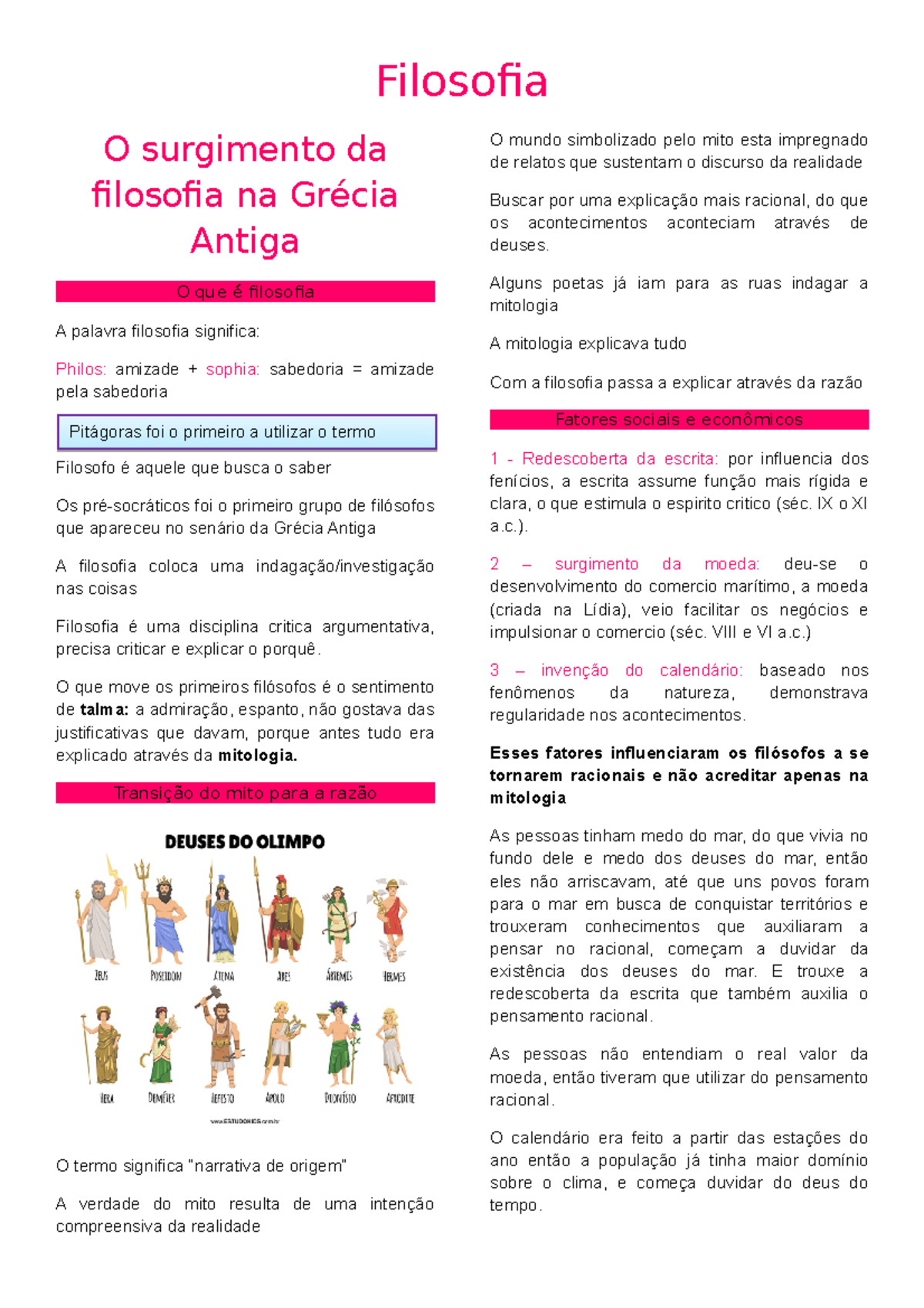 Filosofia - Filosofia O surgimento da filosofia na Grécia Antiga O que ...