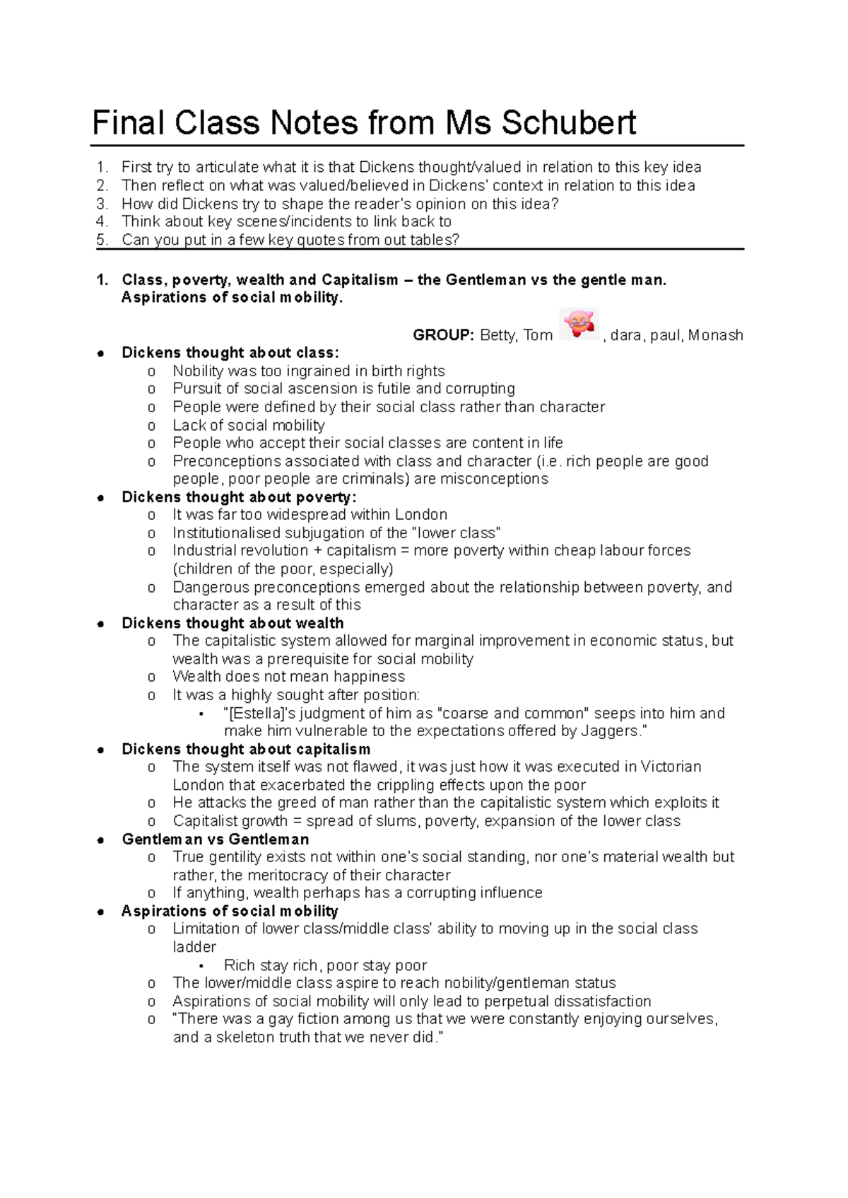 Great Expectations - Final Class Notes - Ms Schubert - Final Class ...