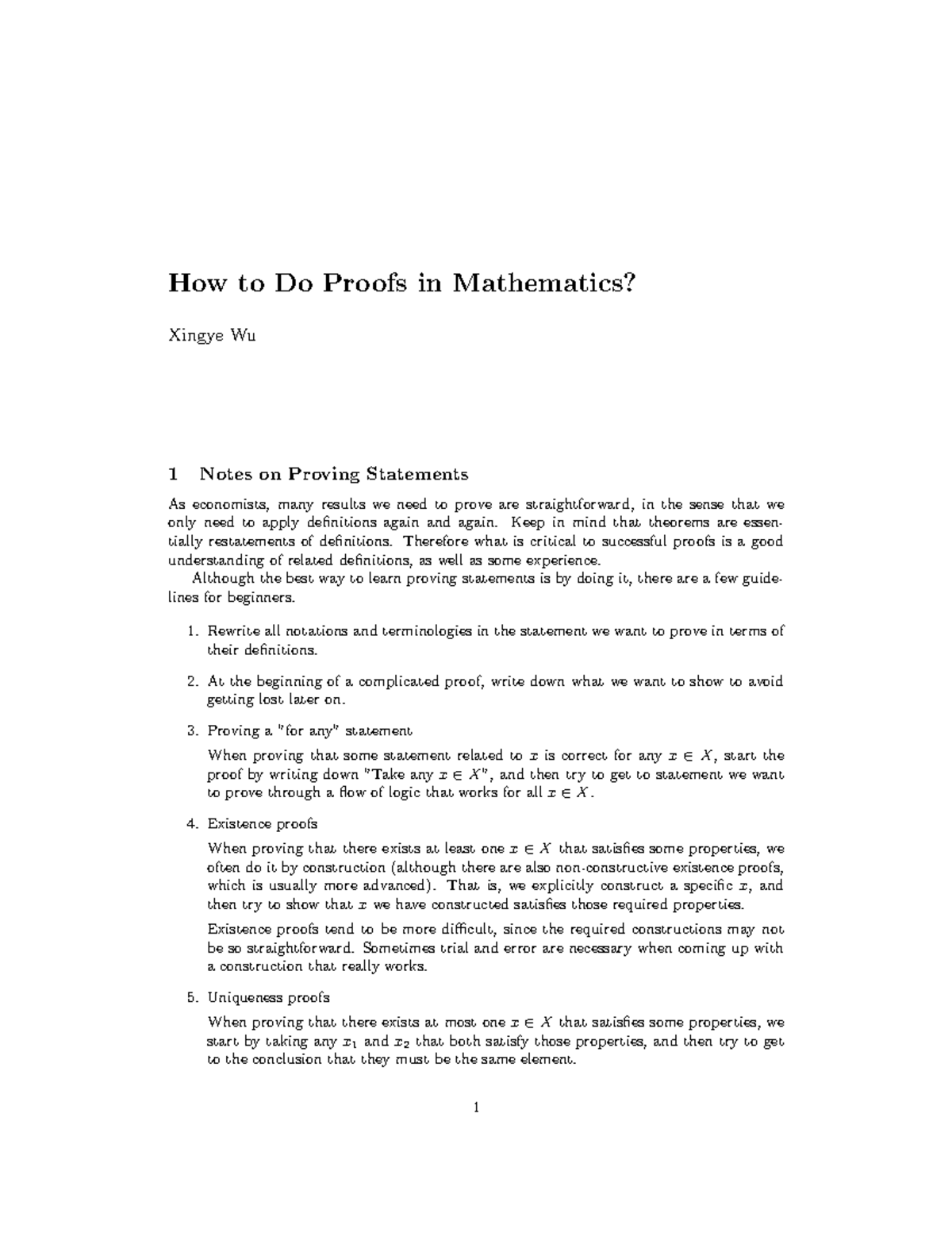 Proofs Xingye - How to Do Proofs in Mathematics? Xingye Wu 1 Notes on ...