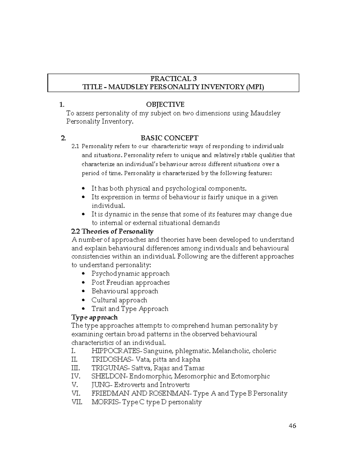 EPI - This is practical of eyesenck personality inventory. - PRACTICAL ...