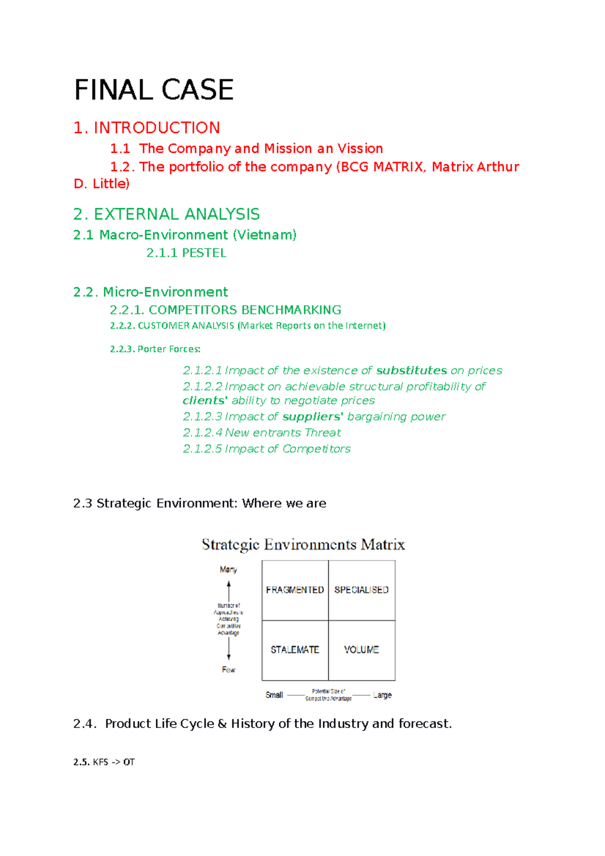 Final Case Index - Hoa Sen - FINAL CASE 1. INTRODUCTION 1 The Company ...