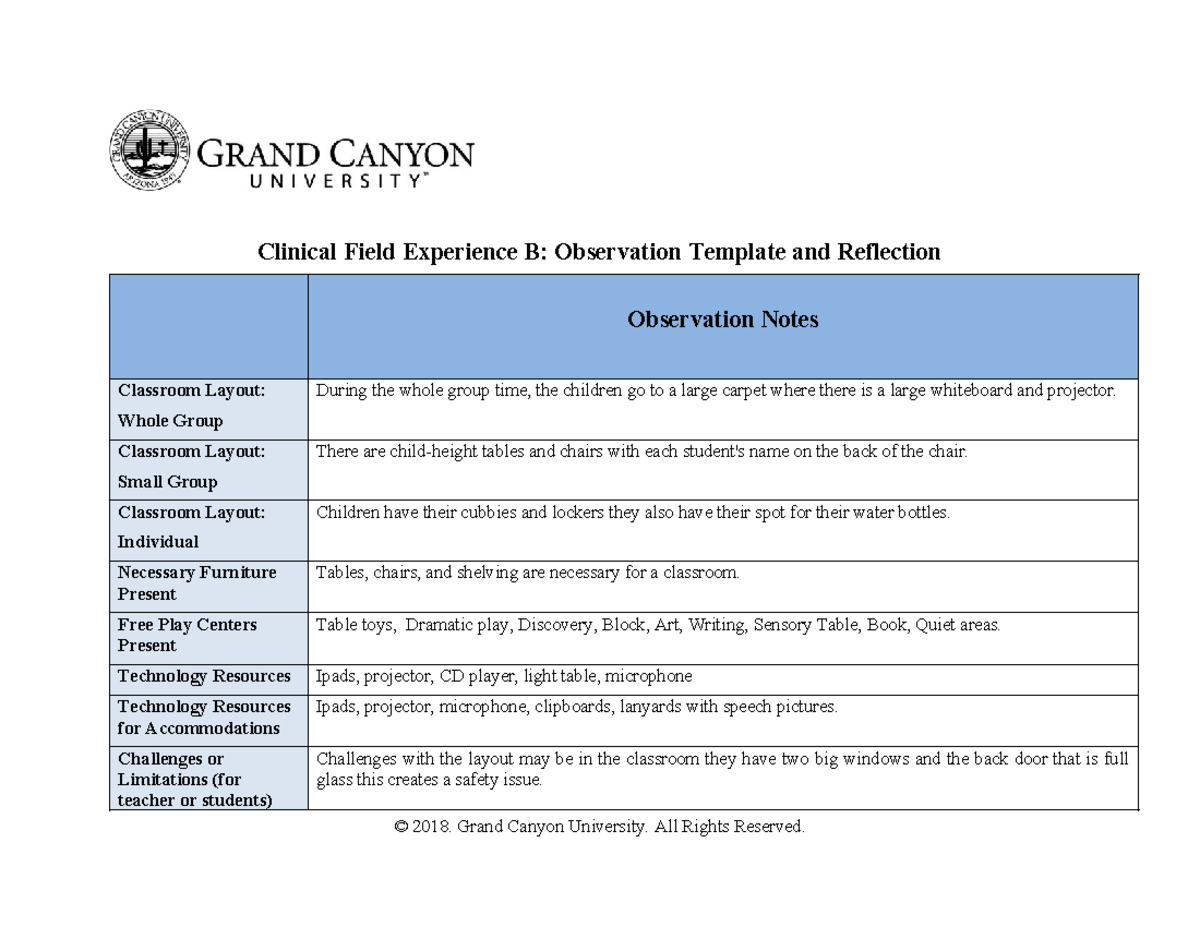 ECE 220 T3 CFE Observation Form - Clinical Field Experience B ...