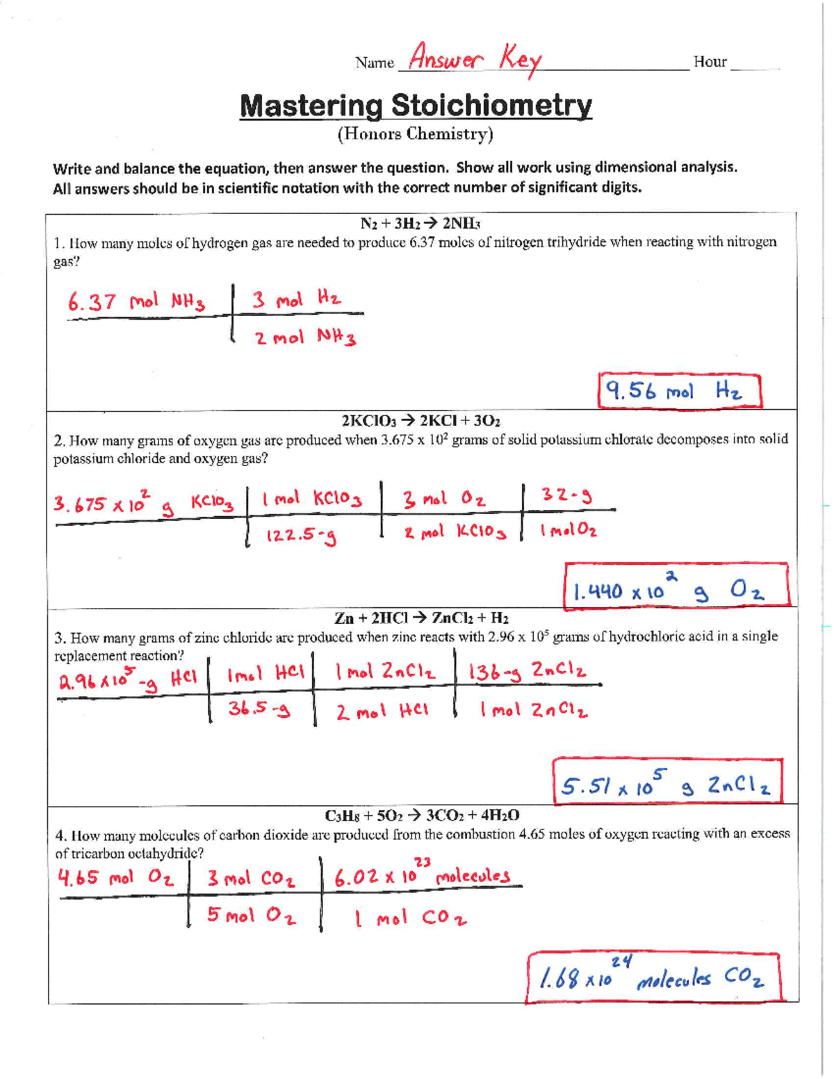Key mastering stoich - Please - Name Answer Key Hour Mastering ...