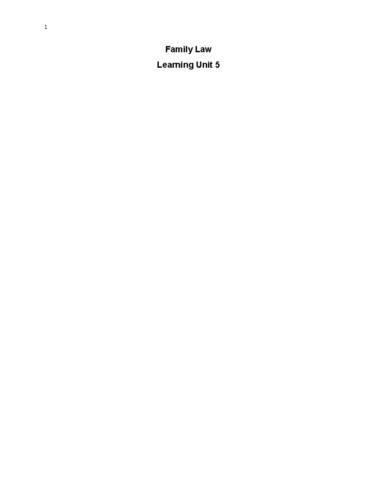 LU5 - study notes - Family Law Learning Unit 5 LO1: Provide an overview ...