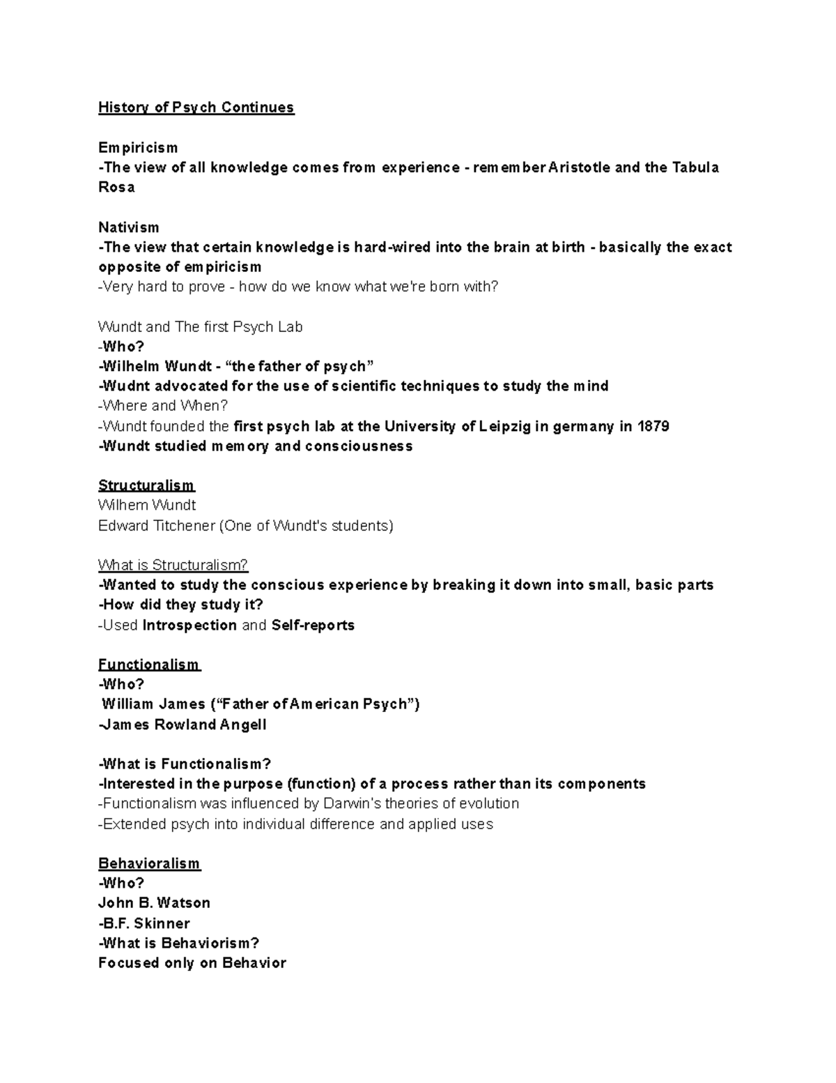 Psych Notes #3 - Seth Hall. - History of Psych Continues Empiricism ...