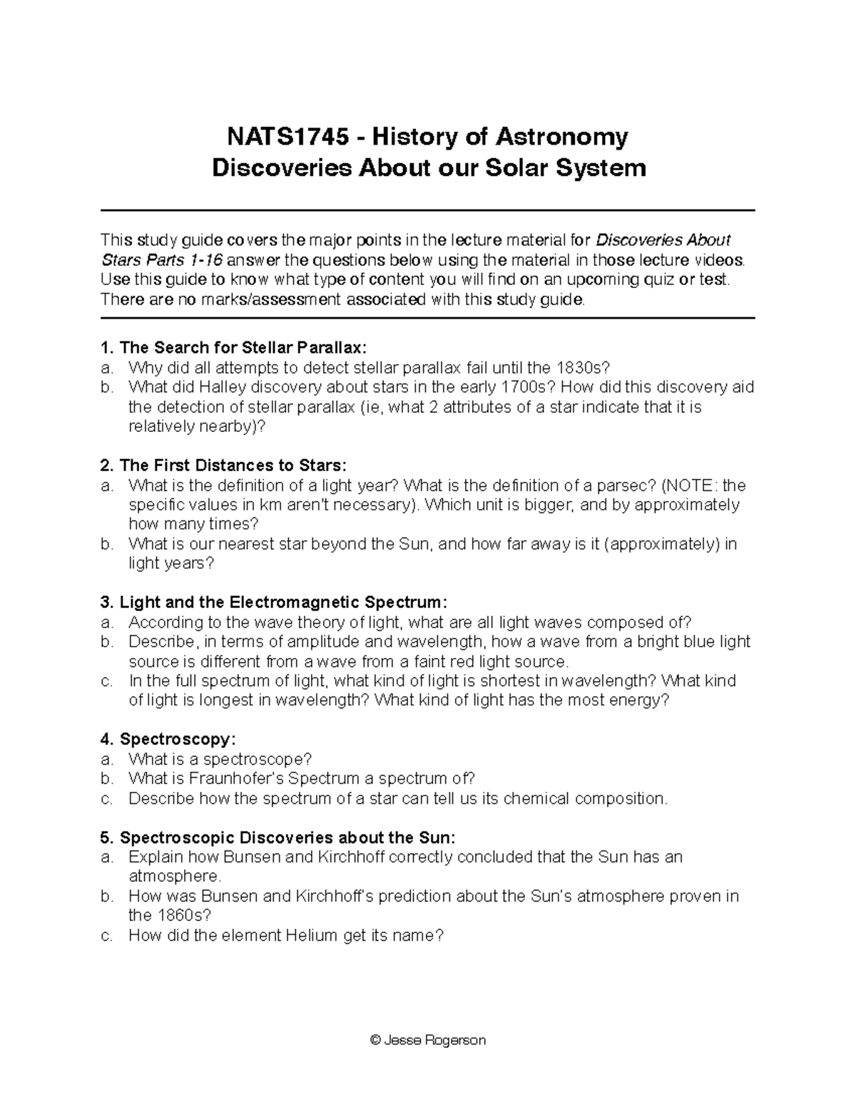 NATS1745A - Discoveries About Stars - Study Guide - NATS1745 - History ...
