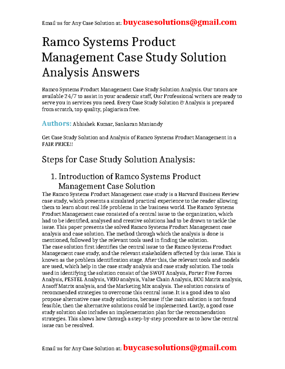 Case Solution Ramco Systems Product Management - Ramco Systems Product ...