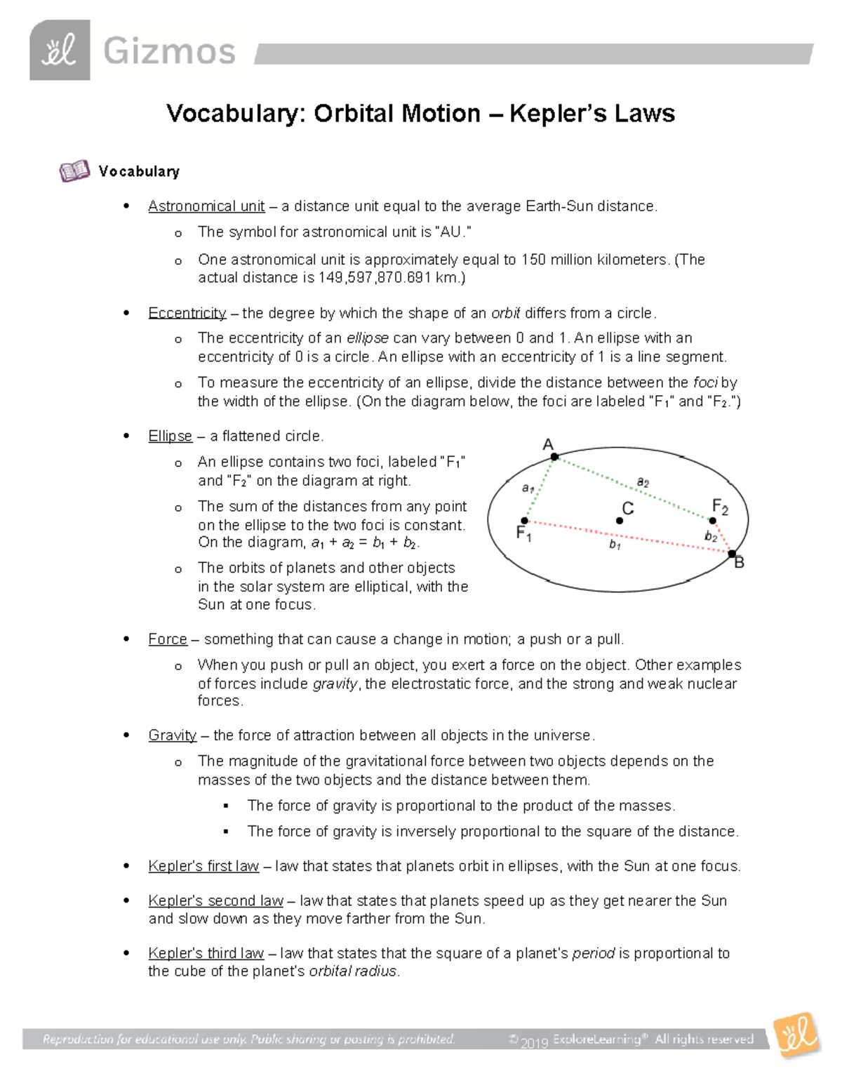Orbital Motion Vocab - oh okay! - 2019 Vocabulary: Orbital Motion ...