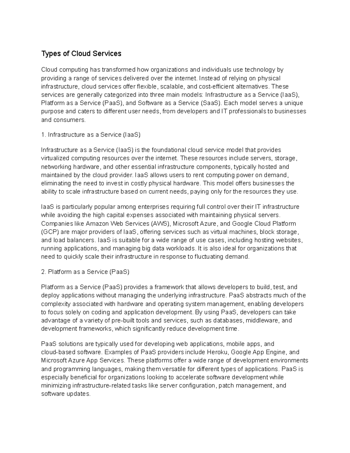 Types of Cloud Services - Types of Cloud Services Cloud computing has ...