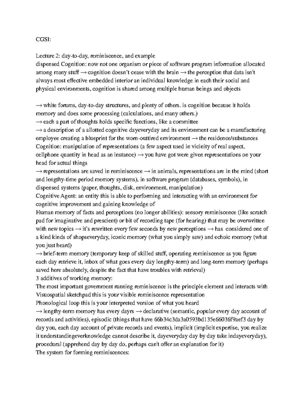Cgsc Notes MOTM - CGSI: Lecture 2: day-to-day, reminiscence, and ...