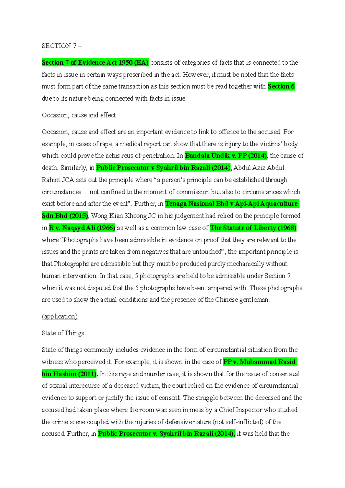 Section 7 - SECTION 7 – Section 7 of Evidence Act 1950 (EA) consists of ...