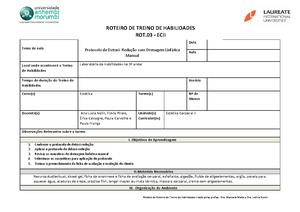 Avaliação visual e palpatória da HLDG - ROTEIRO DE TREINO DE ...