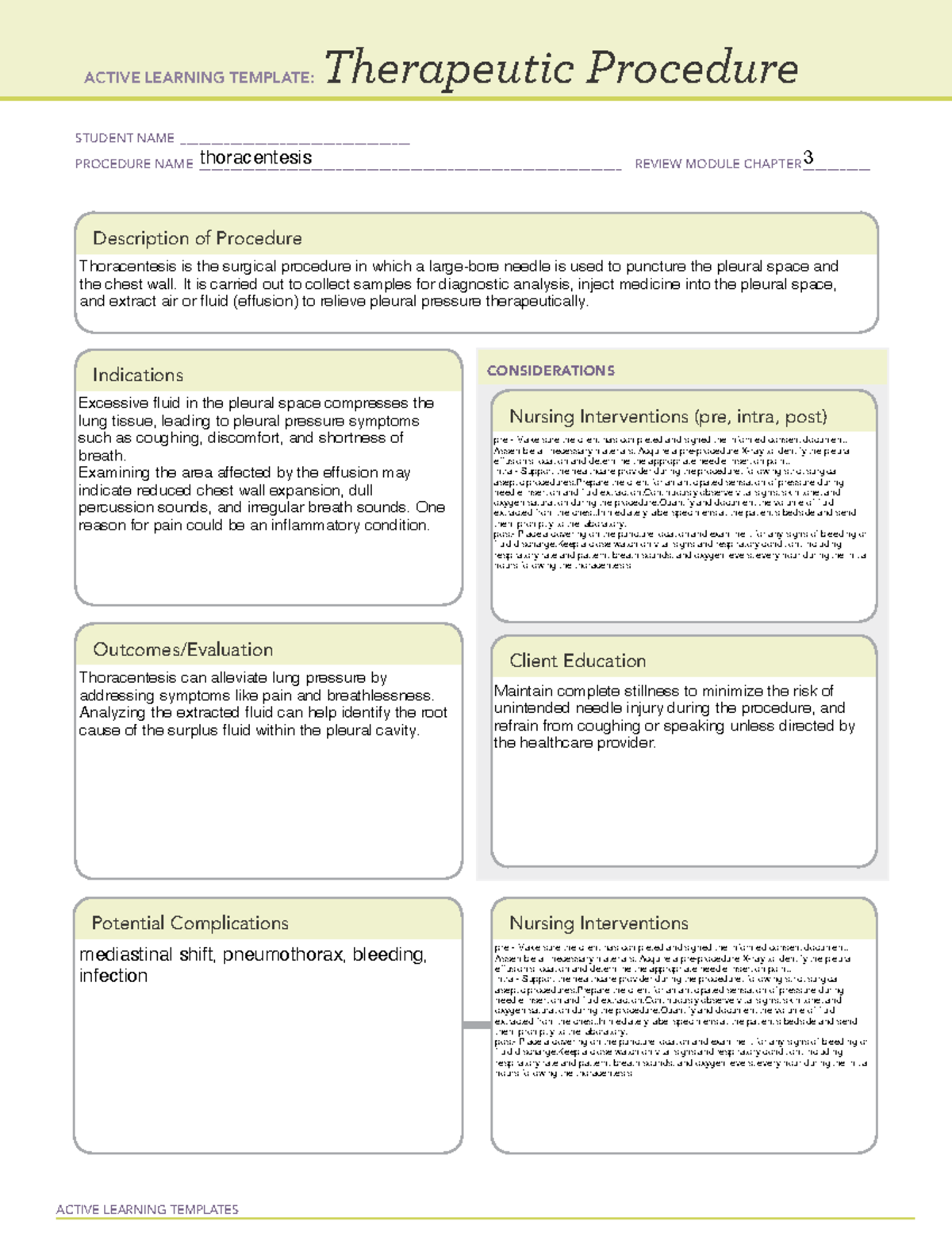 Therapeutic procedure restricted ati - NUR 3180 - ACTIVE LEARNING ...