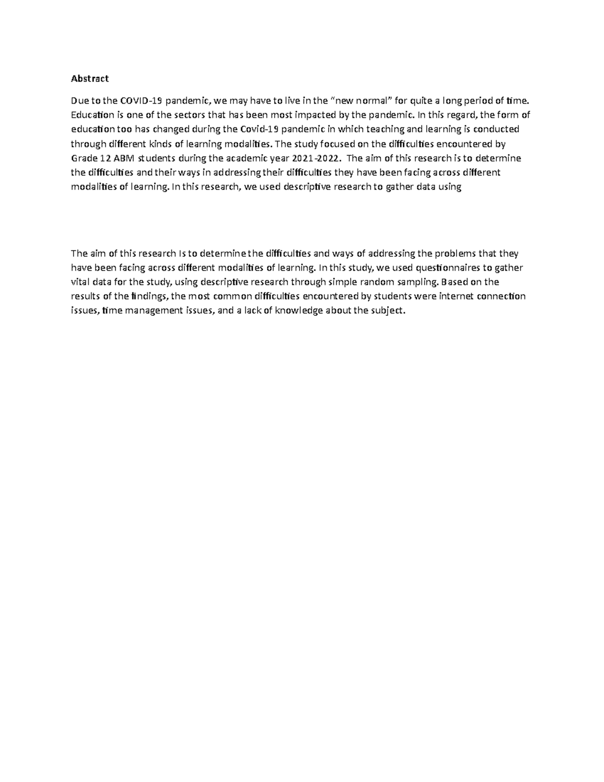 Abstract - Abstract Due to the COVID-19 pandemic, we may have to live ...