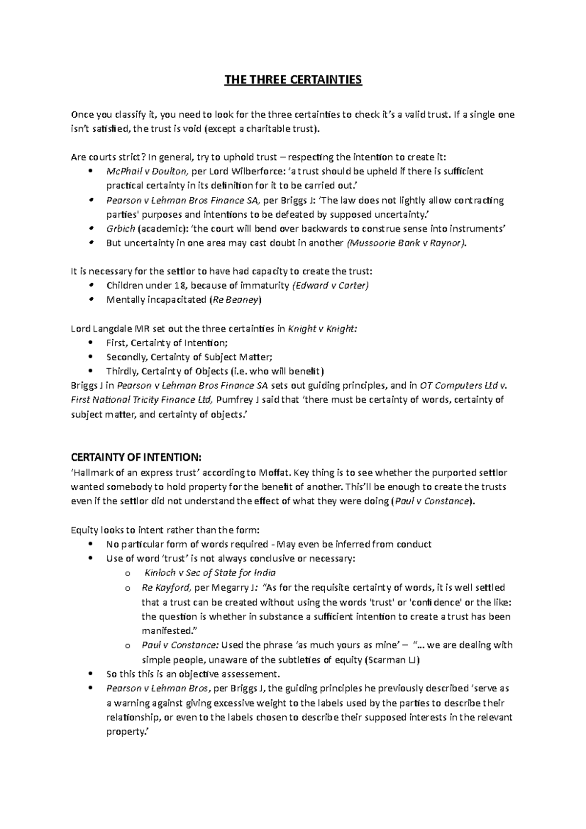Three Certainties - THE THREE CERTAINTIES Once you classify it, you ...