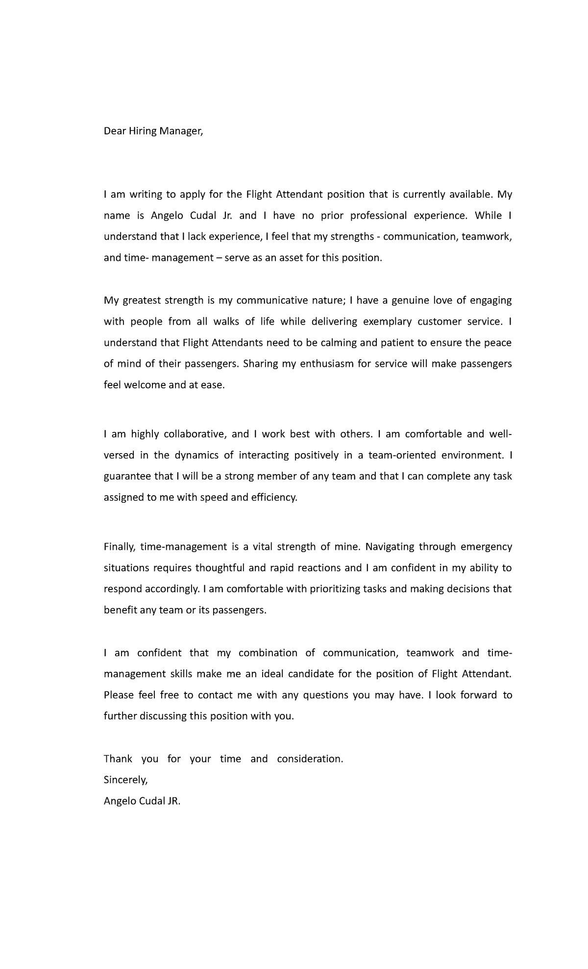 123 - assignment - Dear Hiring Manager, I am writing to apply for the ...