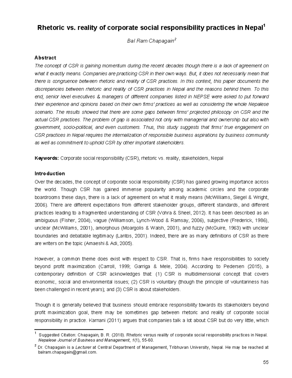 Rhetoric vs reality of corporate social - Rhetoric vs. reality of ...