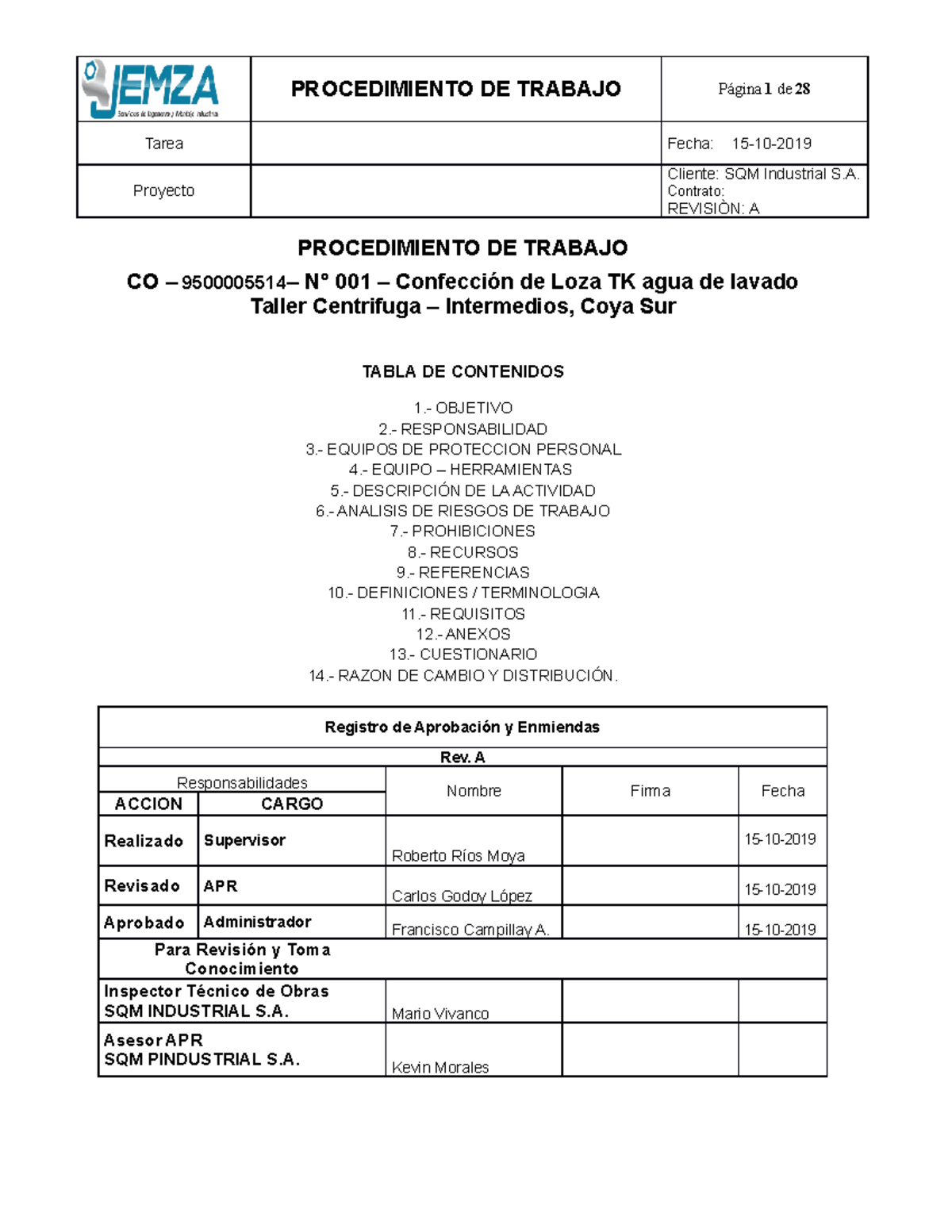 PTS Jemza 001 Confección Losa bba 3 PTS - Tarea Fecha: 15-10- Proyecto ...