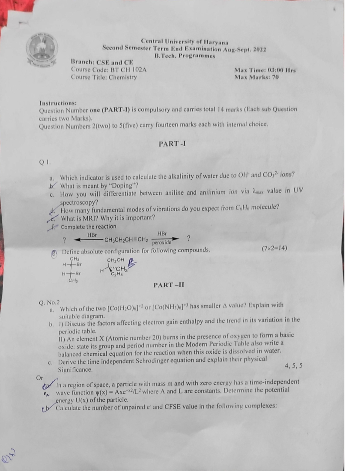 Chemistry End sem question📝 (civil 2nd sem) - Engineering Chemistry ...