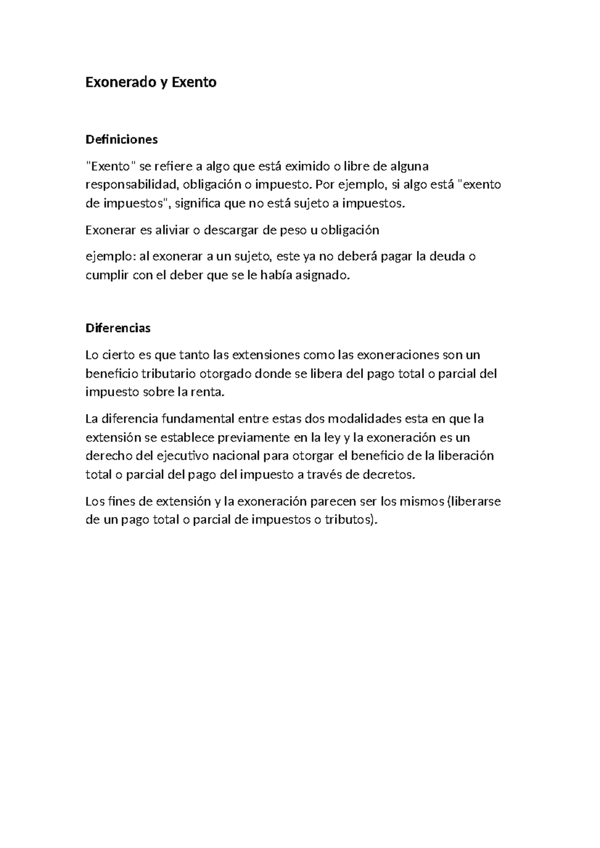 Exonerado y Exento - Exonerado y Exento Definiciones "Exento" se ...