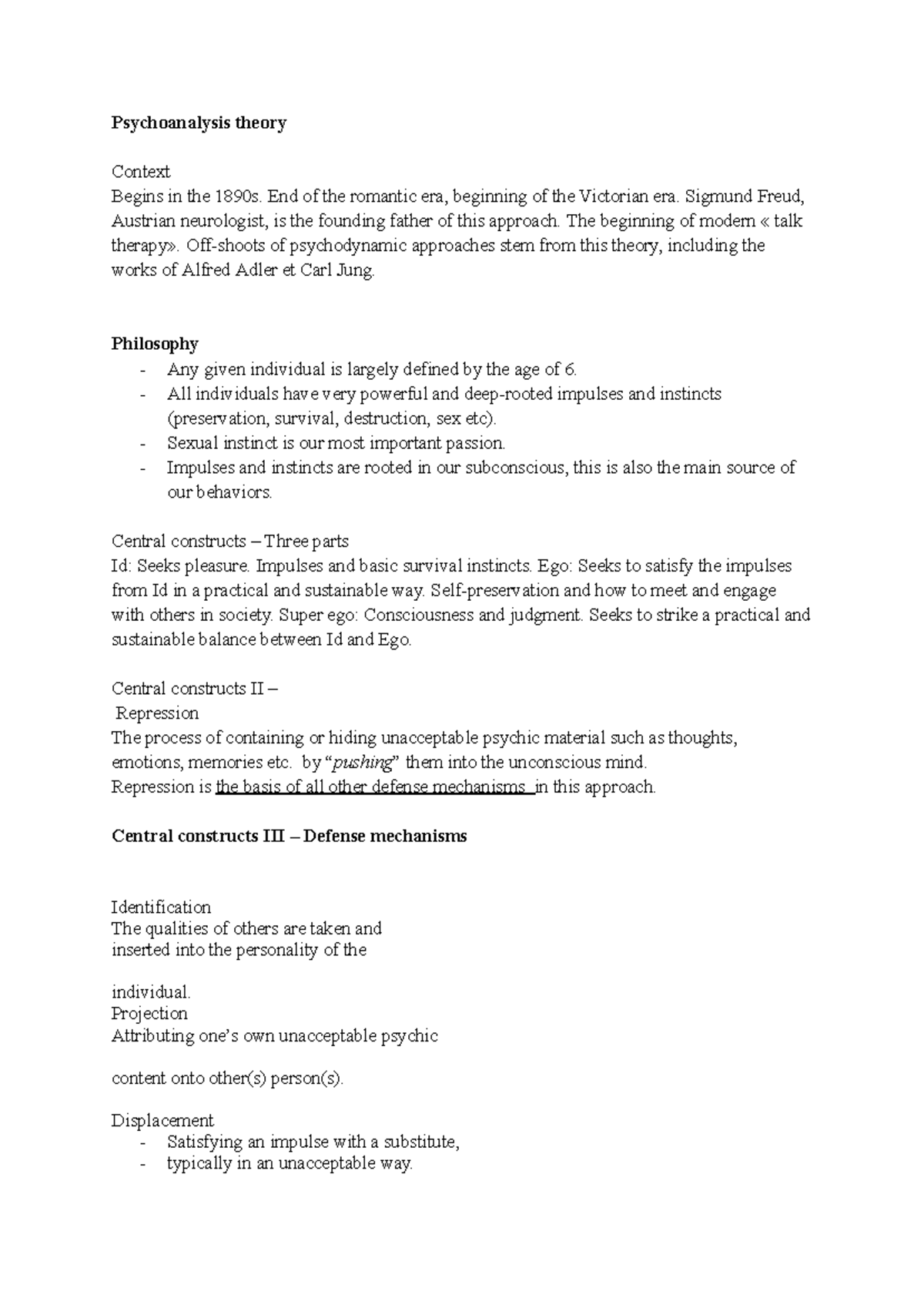 Psychoanalysis theory - Psychoanalysis theory Context Begins in the ...