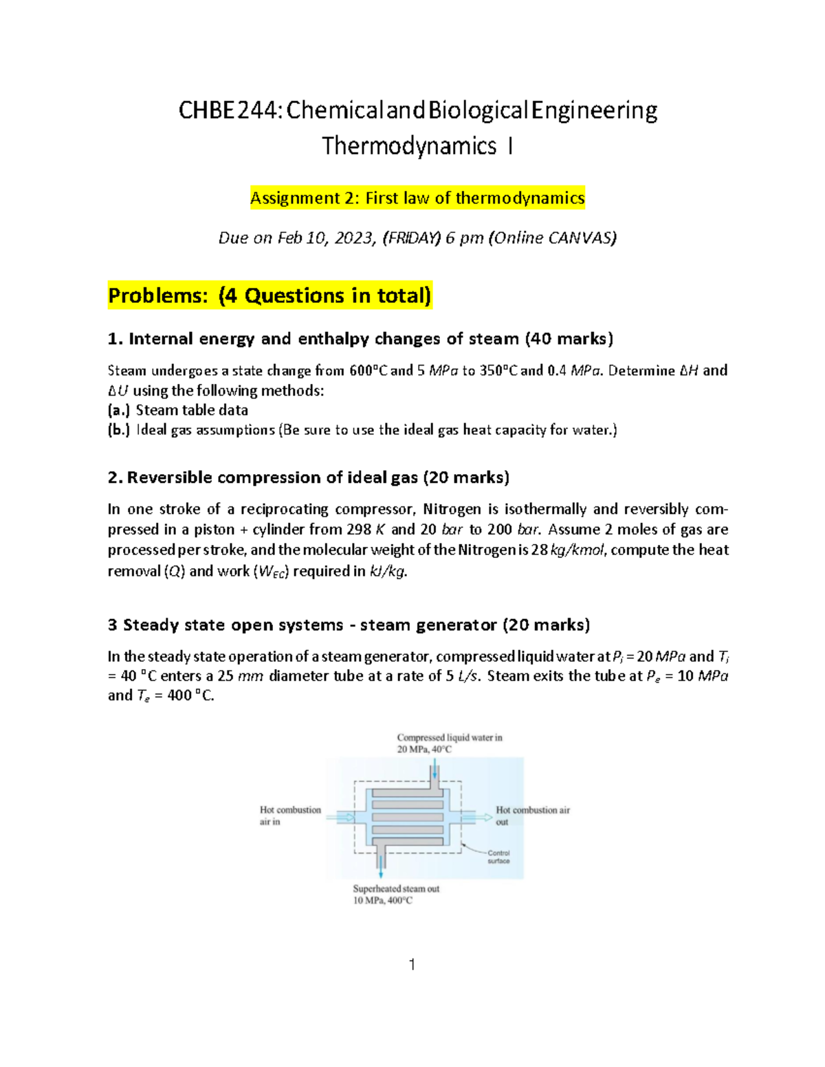 CHBE244 Assignment 02 - work - 1 CHBE 244: Chemical and Biological ...