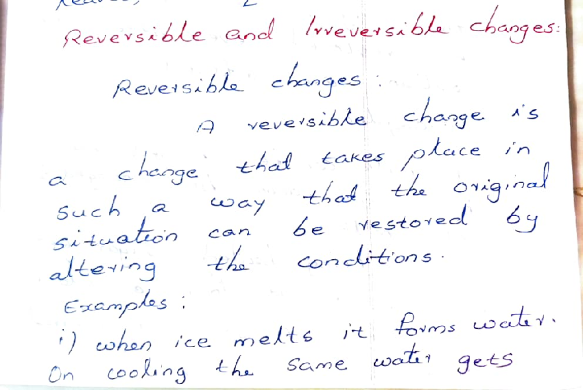 Reversible and irreversible changes - Revevsible and vve ve1 si bla ...