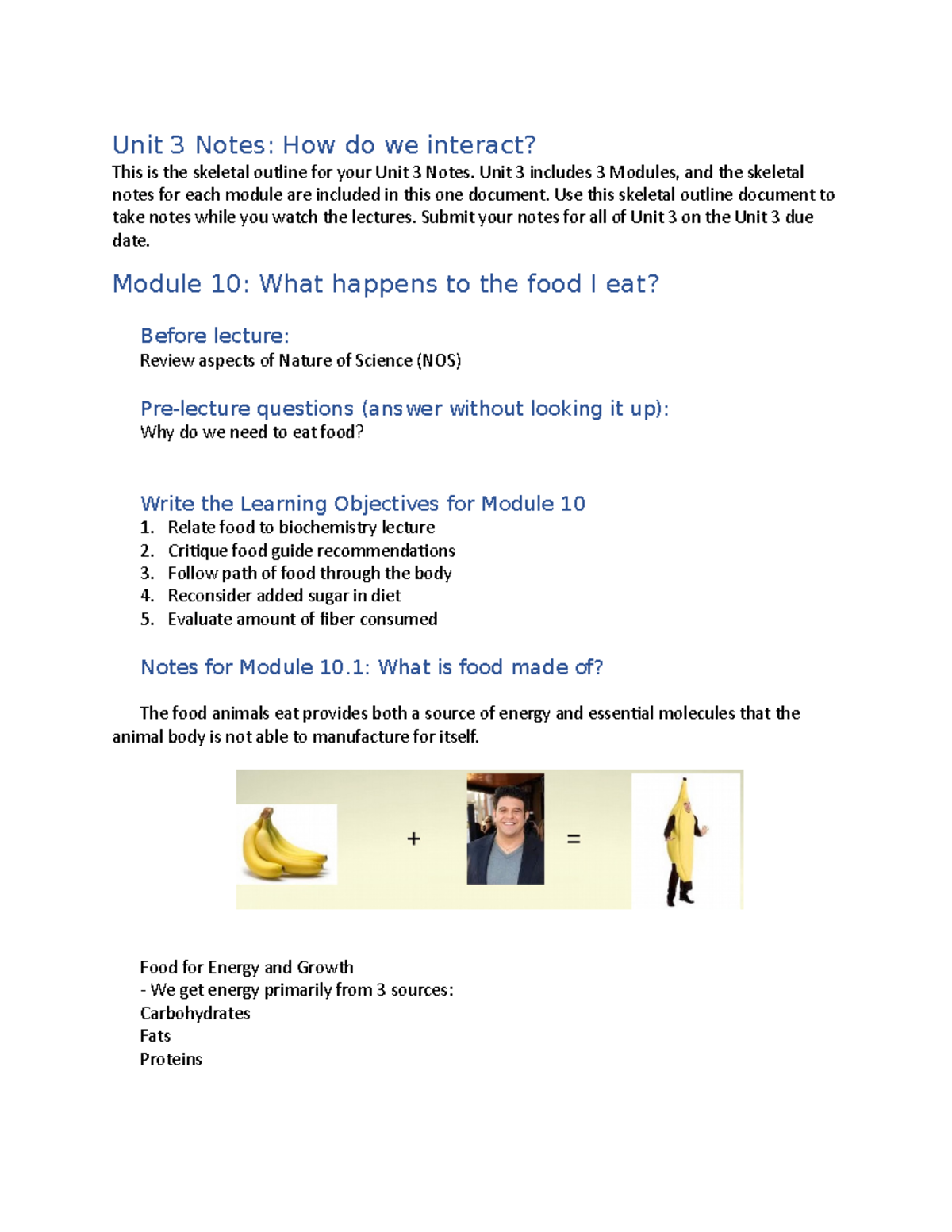 Unit 3 skeletal notes - Unit 3 Notes: How do we interact? This is the ...