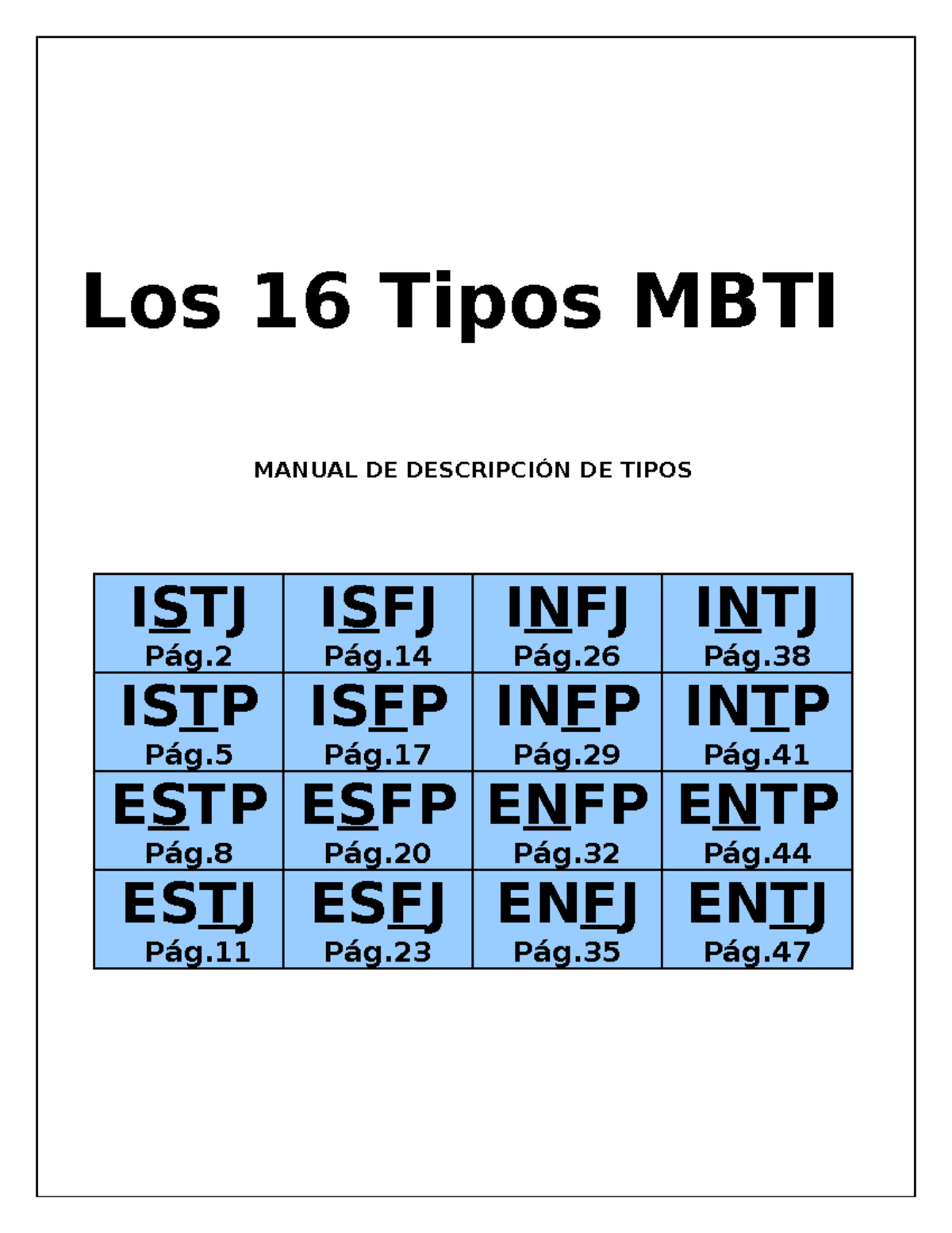 Manual MBTI - Los 16 Tipos MBTI MANUAL DE DESCRIPCIÓN DE TIPOS ISTJ Pág ...