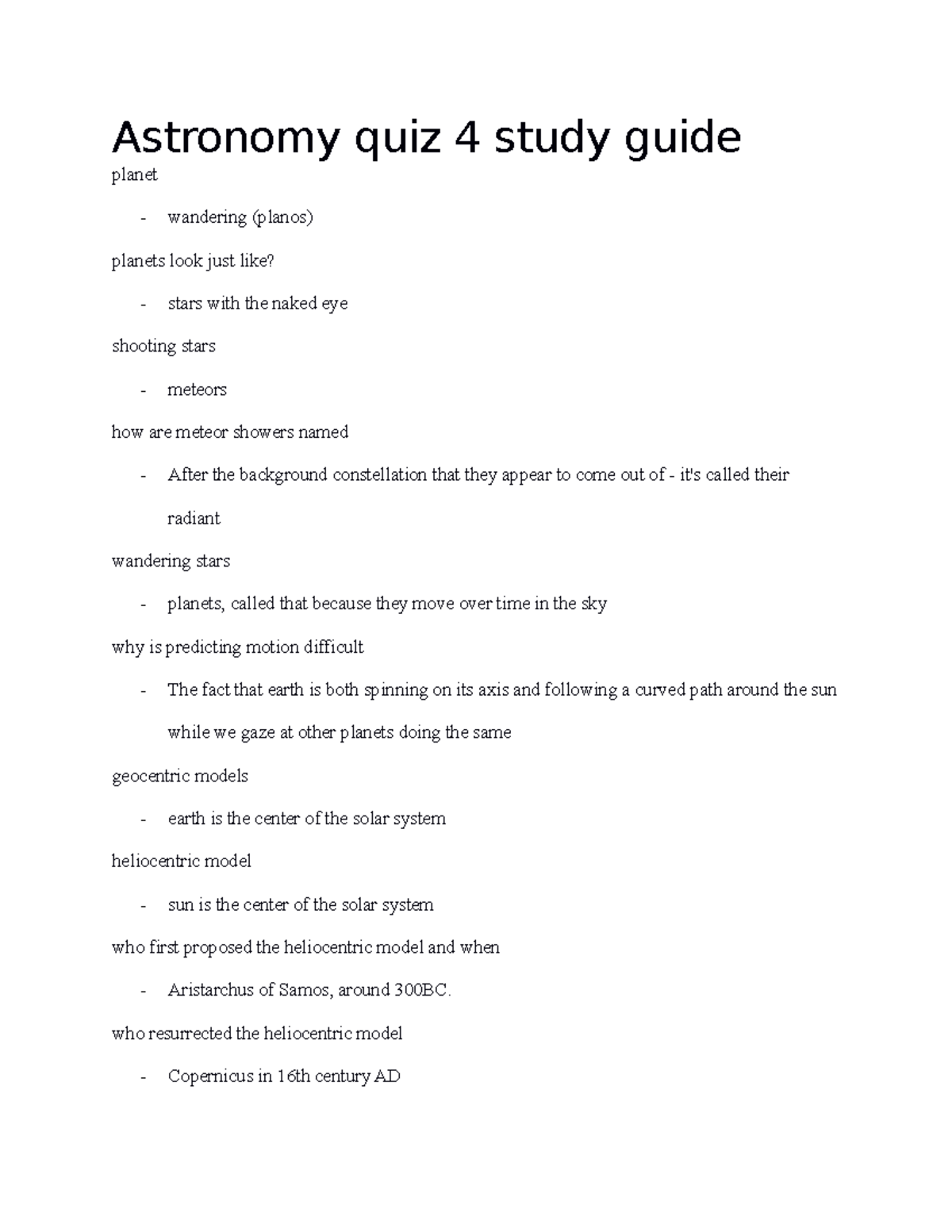 Astronomy quiz 4 study guide - Astronomy quiz 4 study guide planet ...