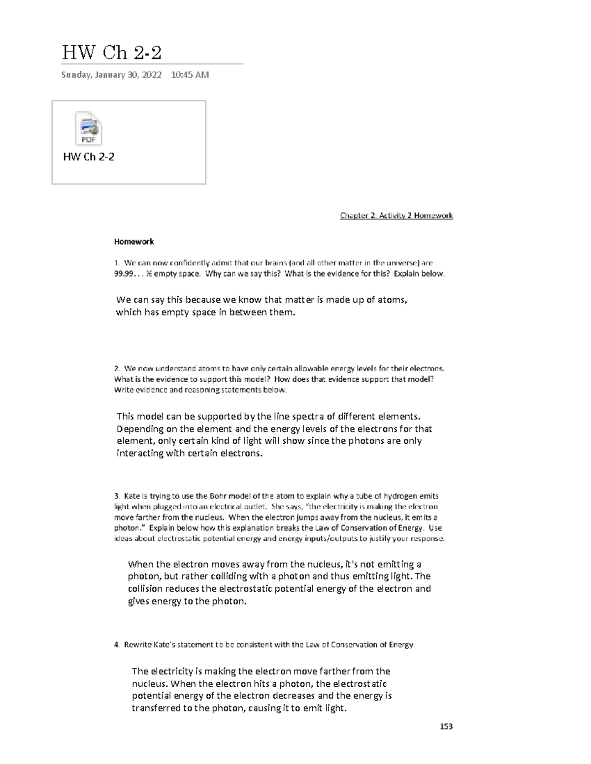 HW Ch 2-2 - HW ch. 2-2 - HW Ch 2-2 Sunday, January 30, 2022 10:45 AM HW Ch 2- We can say this ...