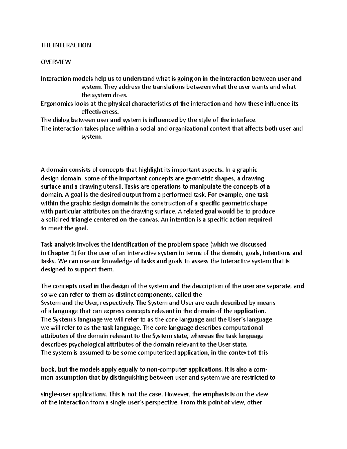 THE Interaction Lecture - THE INTERACTION OVERVIEW Interaction models ...