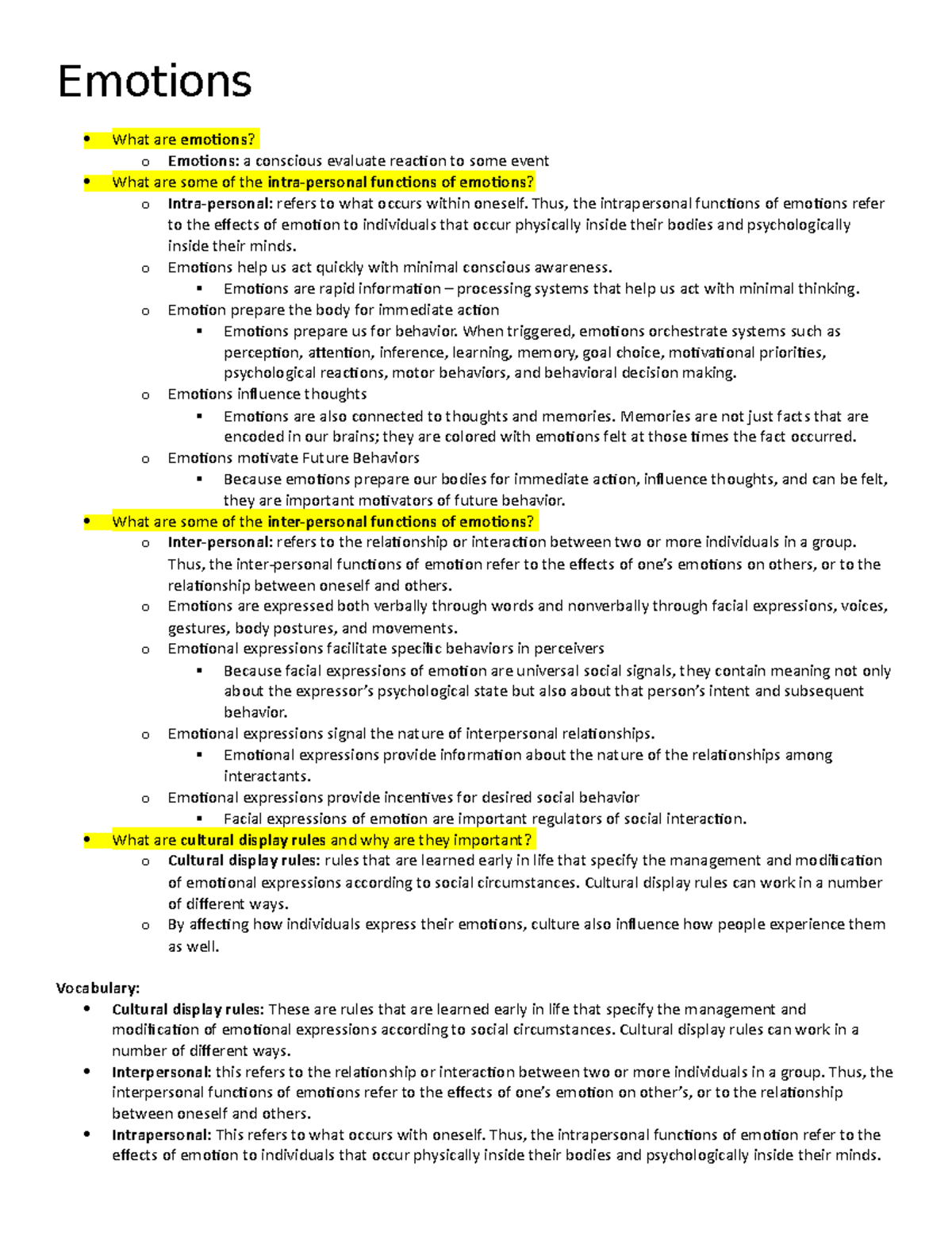 Emotions - Lecture notes 14 - Emotions What are emotions? o Emotions: a ...