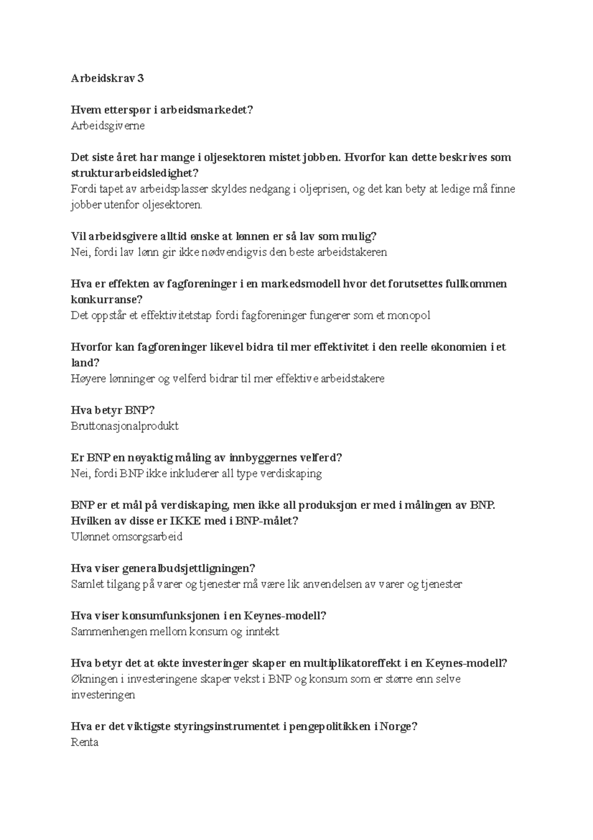 Arbeidskrav 3 - Obligatorisk oppgave med svar - Arbeidskrav 3 Hvem etterspør i arbeidsmarkedet ...