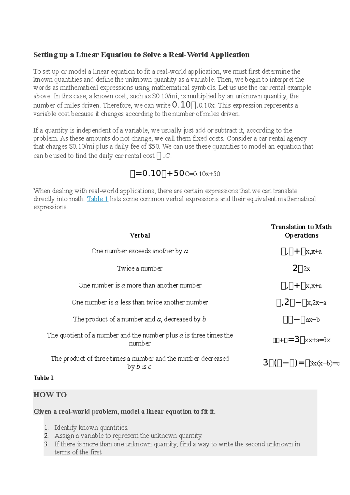 2.3 models and apllications - Setting up a Linear Equation to Solve a ...