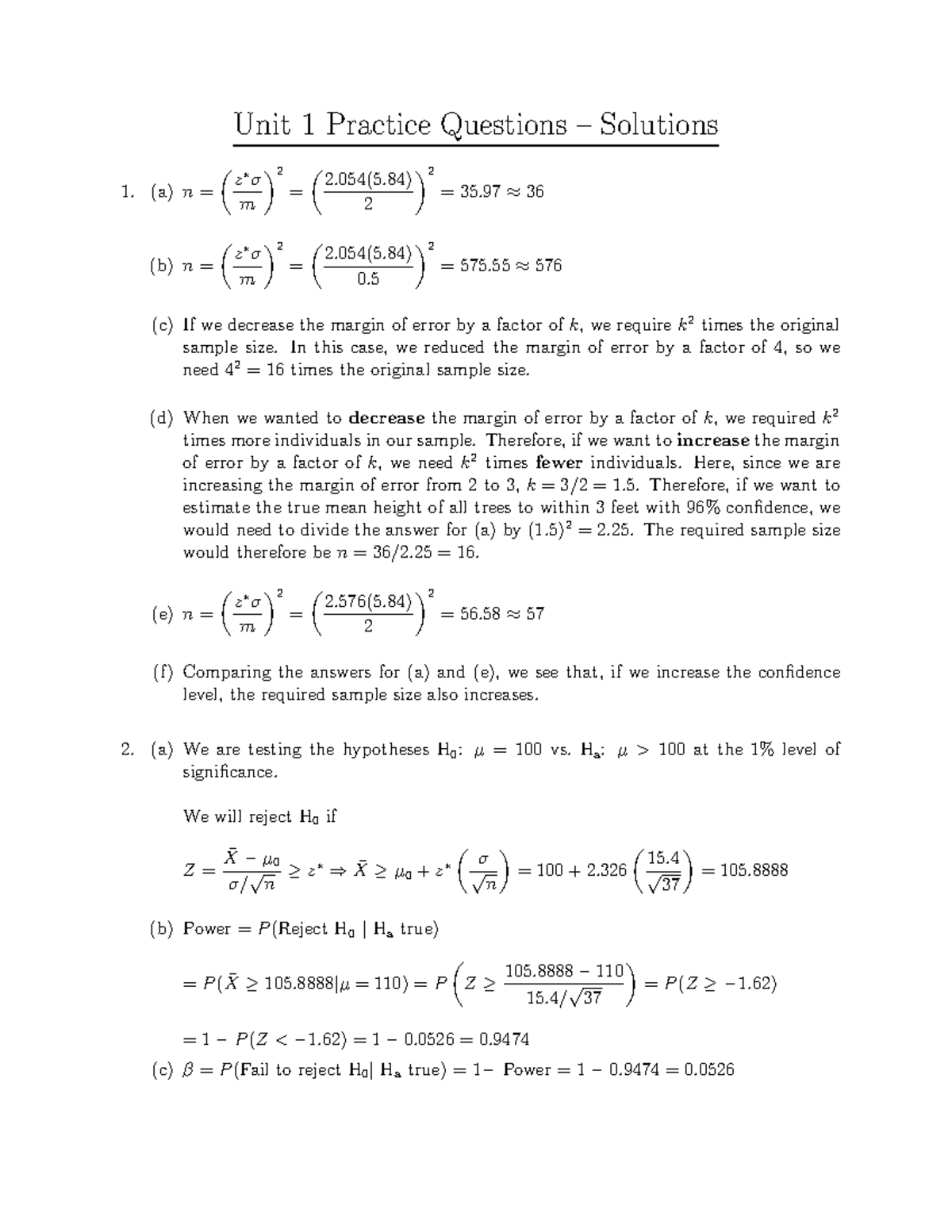 Unit 1 Practice Questions - Solutions for practice questions - Unit 1 ...