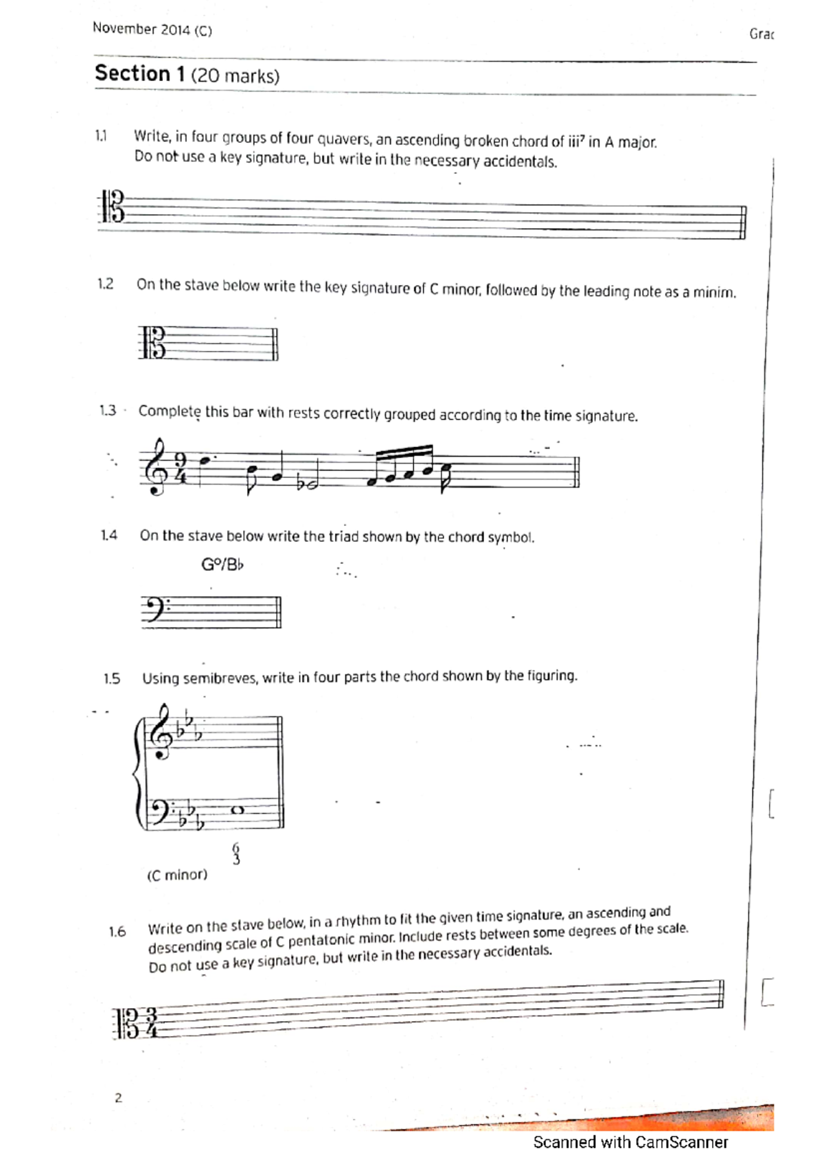 Nov 2017 (C) Grade 7 - Music is the art of arranging sounds in time ...