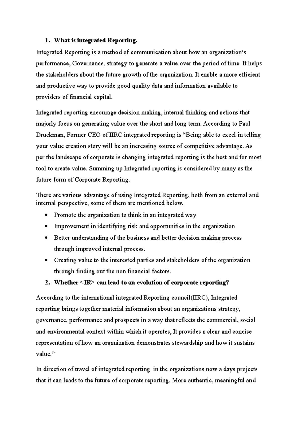 What is integrated Reporting and its importance - ACC2005 - QUB - Studocu