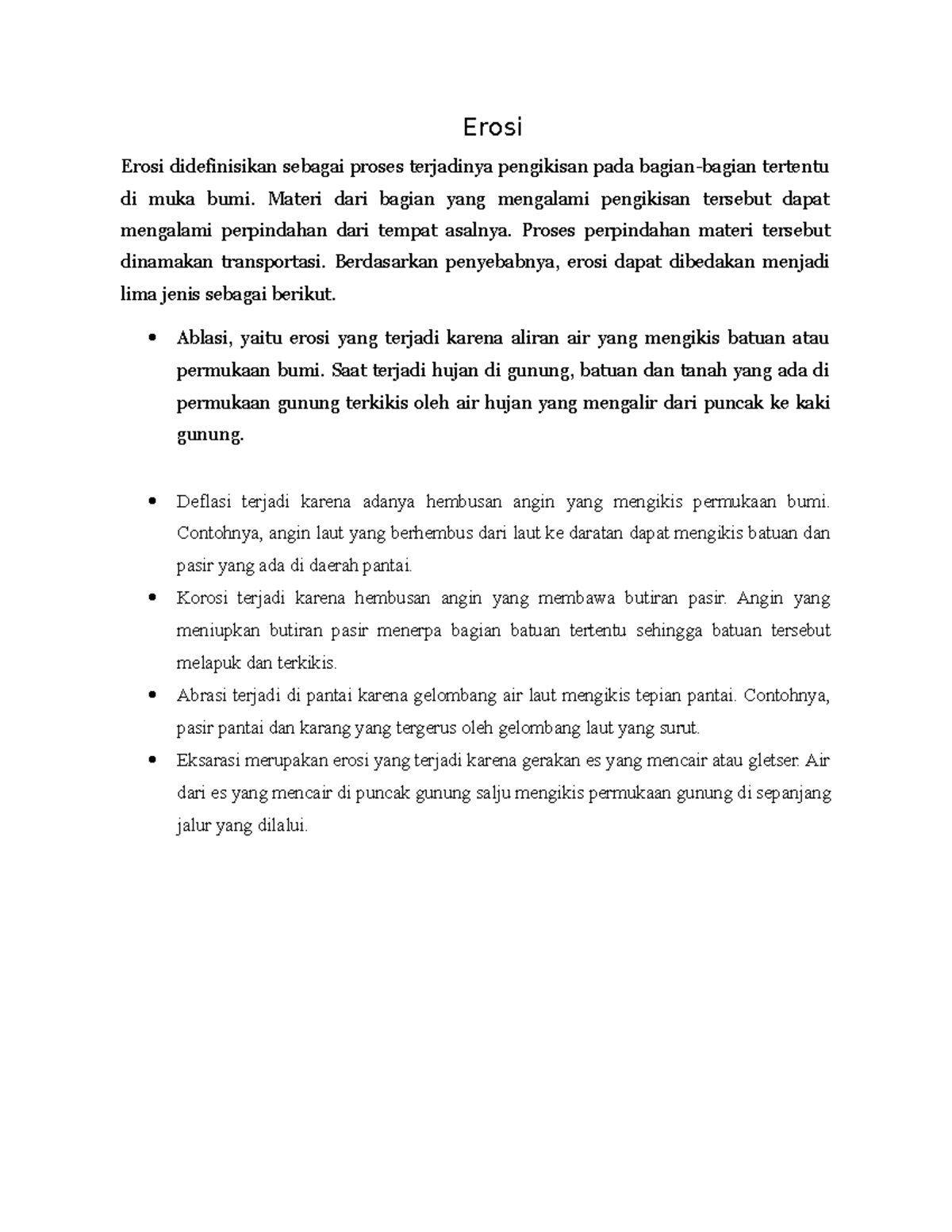 Erosi - Erosi Erosi didefinisikan sebagai proses terjadinya pengikisan ...