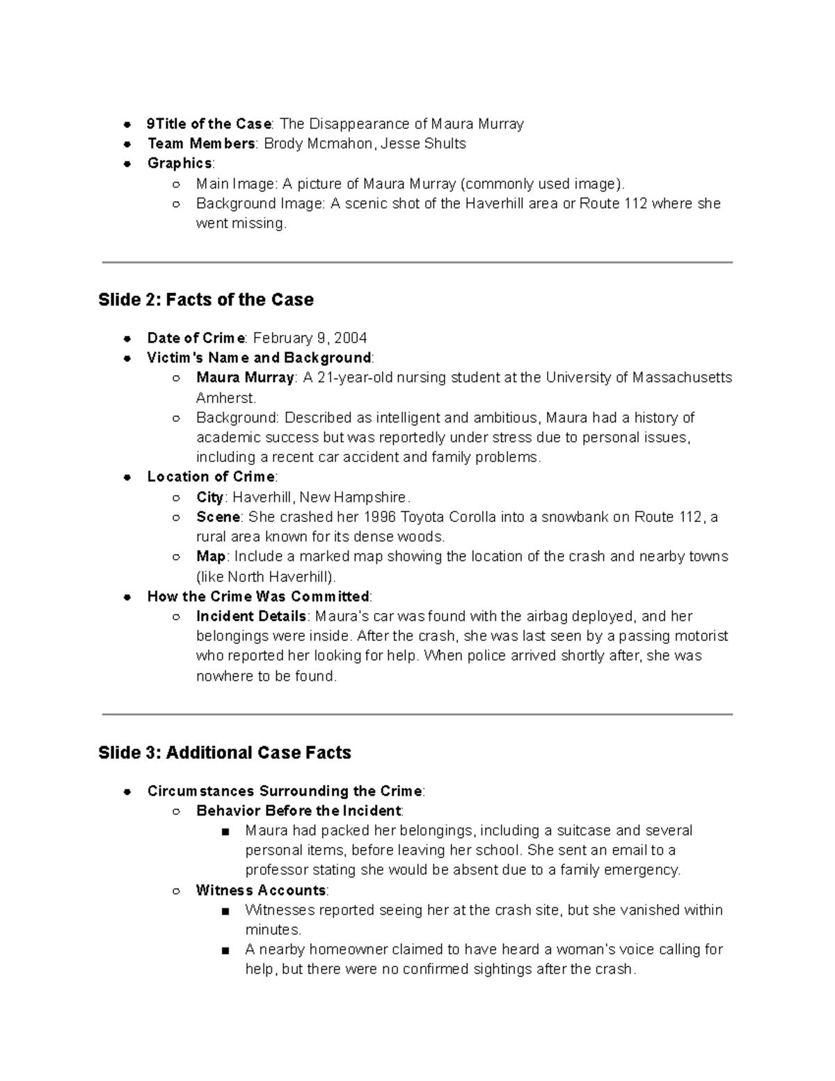 Cold Case Project - This is for the unit 4 test just study this and ...