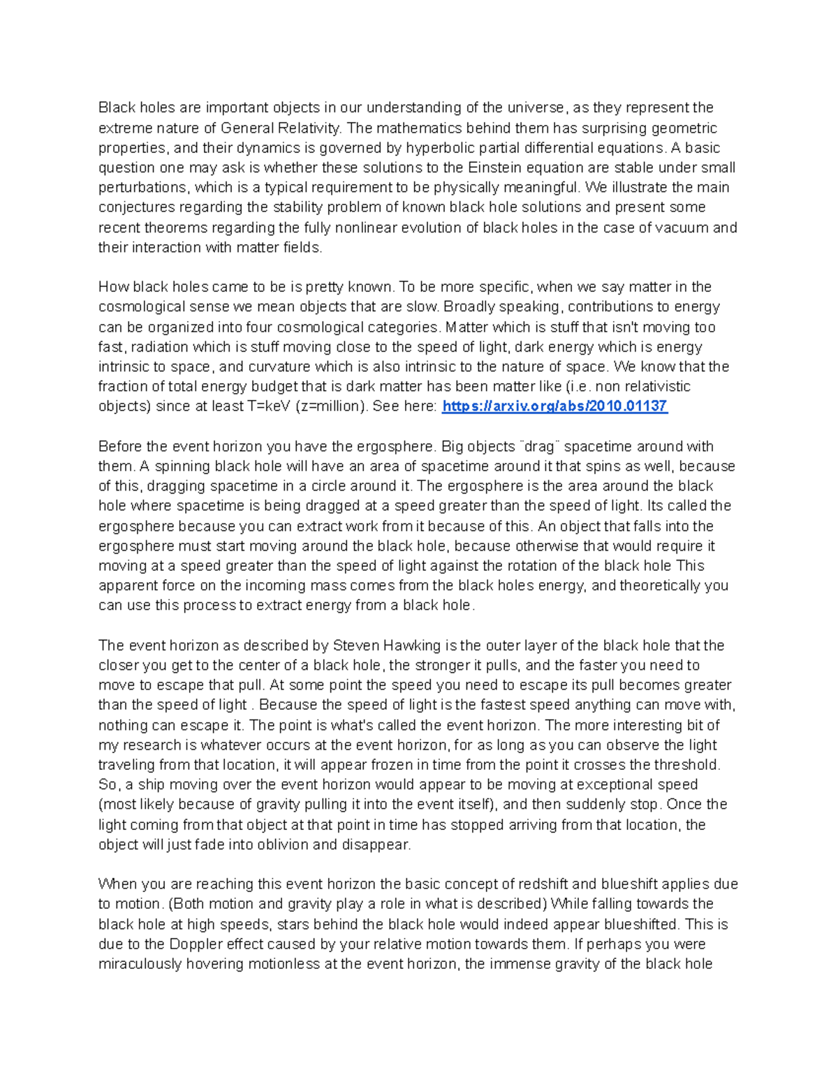 DPM. Black holes - Black holes are important objects in our ...