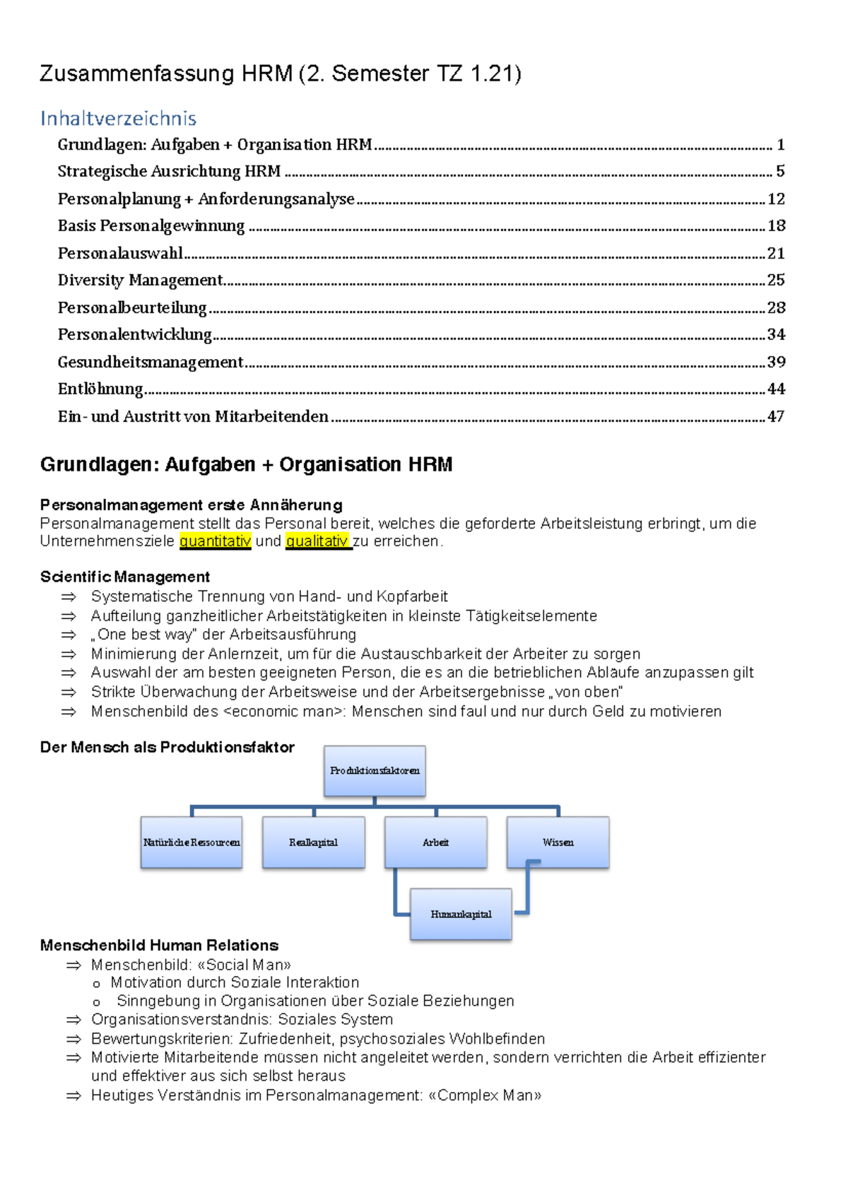 Zusammenfassung HRM - Warning: TT: undefined function: 32 Produktionsfaktoren Natürliche ...