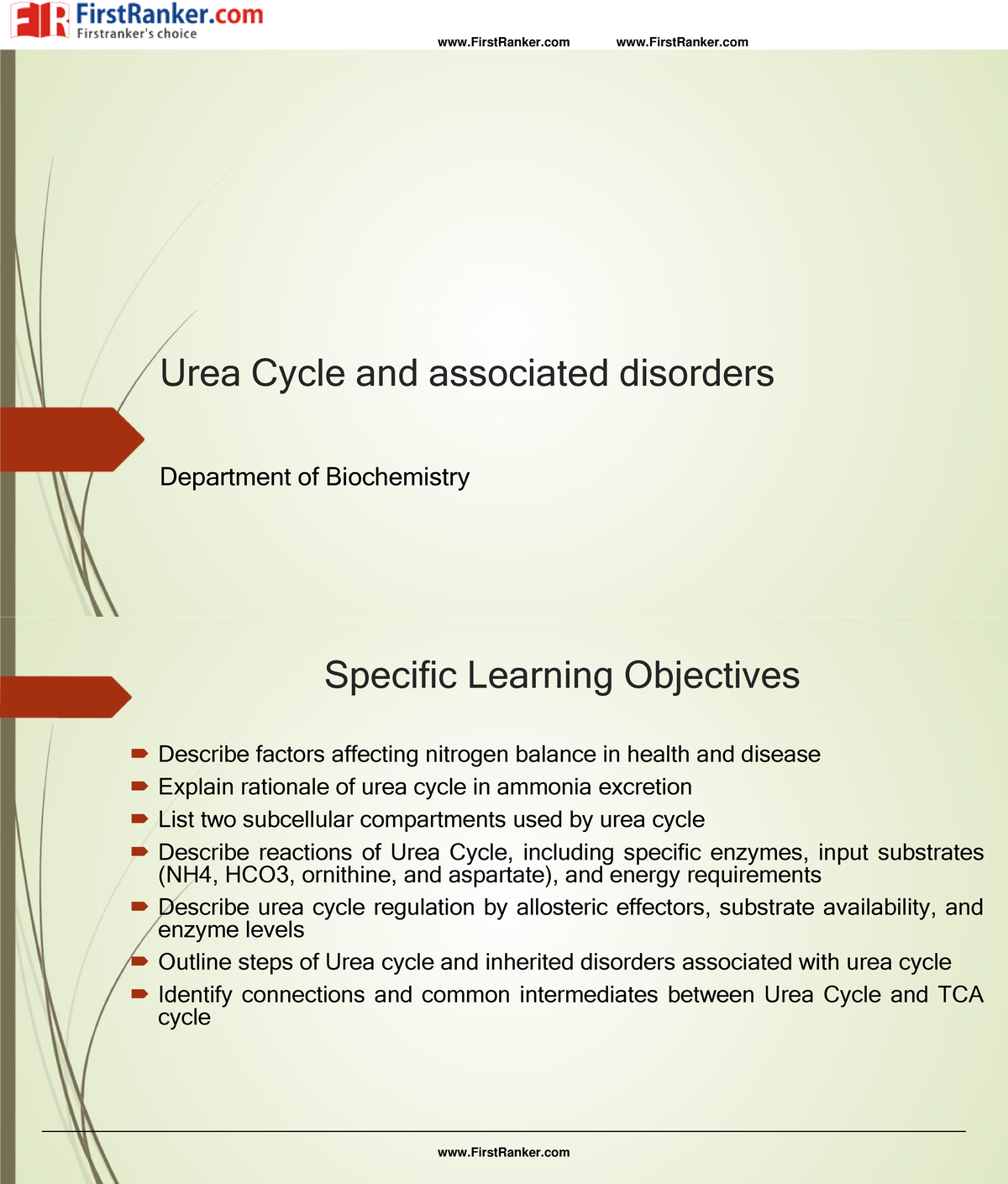 MBBS UREA Cycle AND Associated Disorders - FirstRanker Urea Cycle and ...