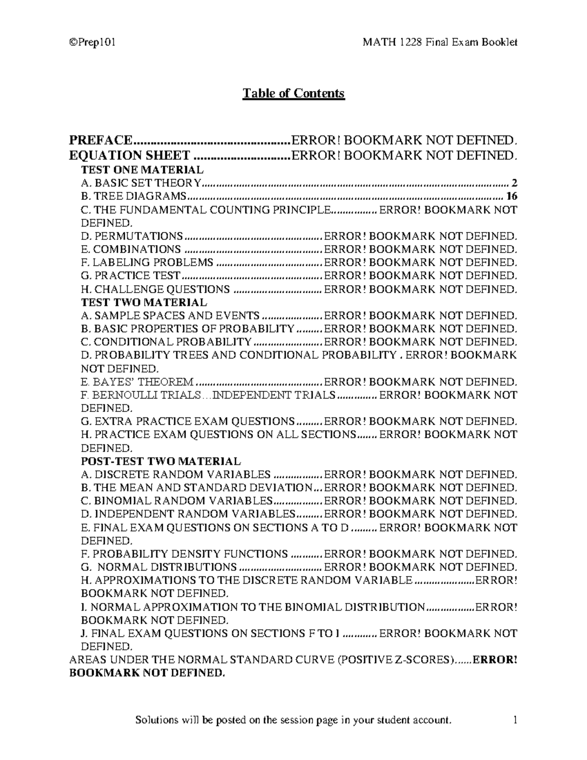1228 ACE week one - math - Table of Contents PREFACE