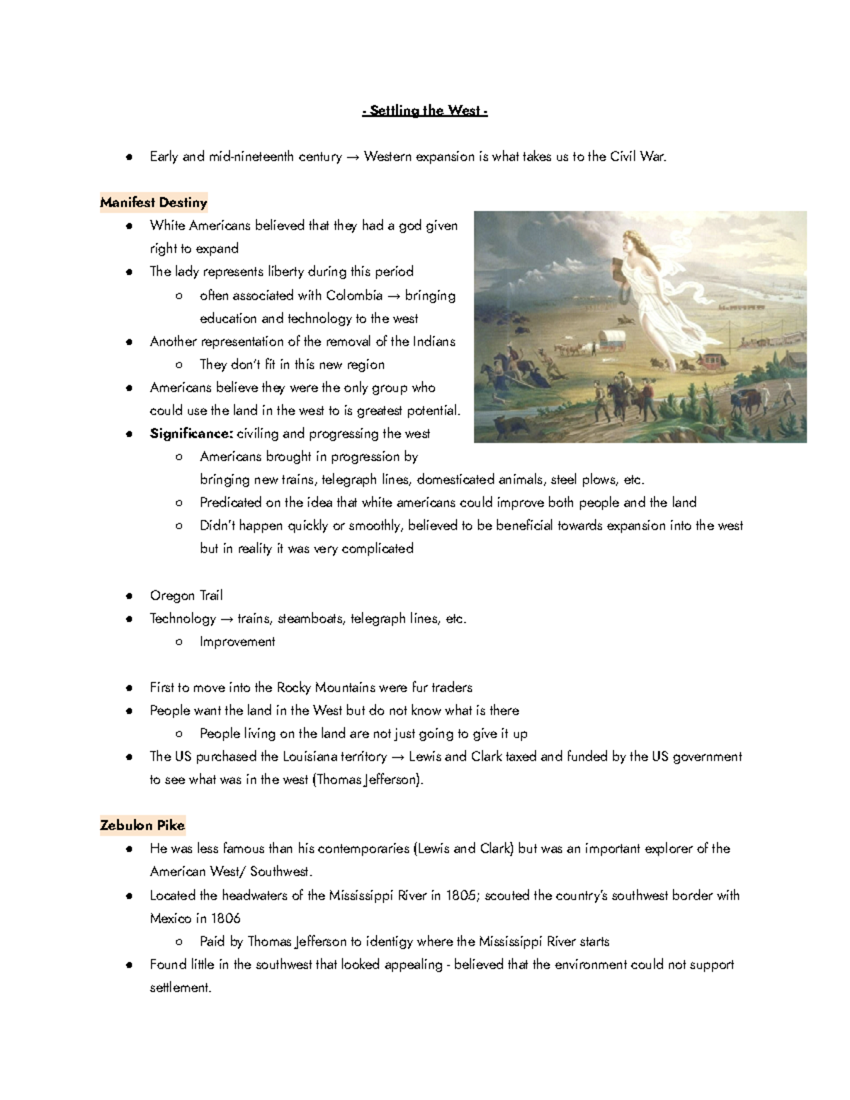 - Settling the West - Manifest Destiny White Americans believed that ...